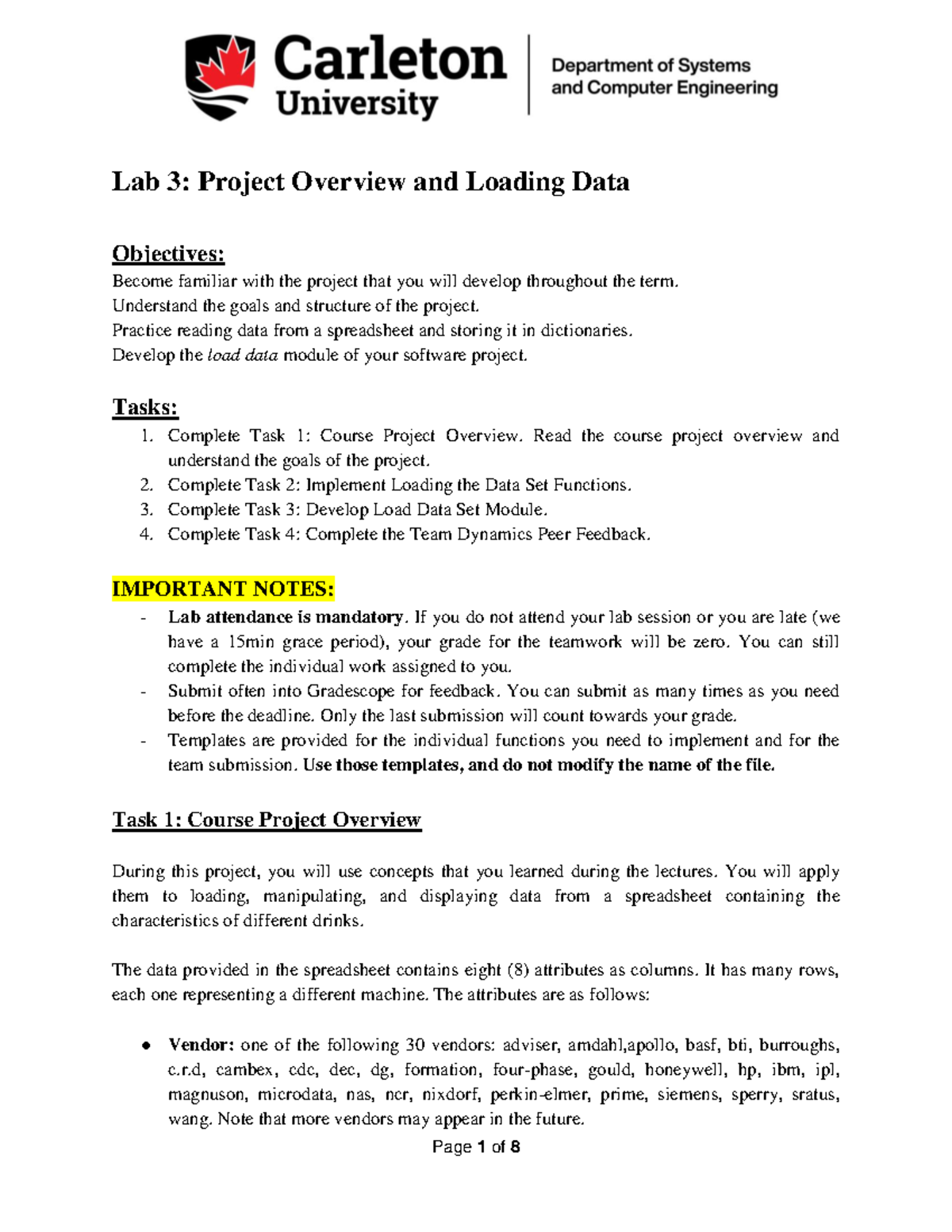 ECOR1042 - lab 3 - lab 3 manual instructions - Lab 3: Project Overview ...