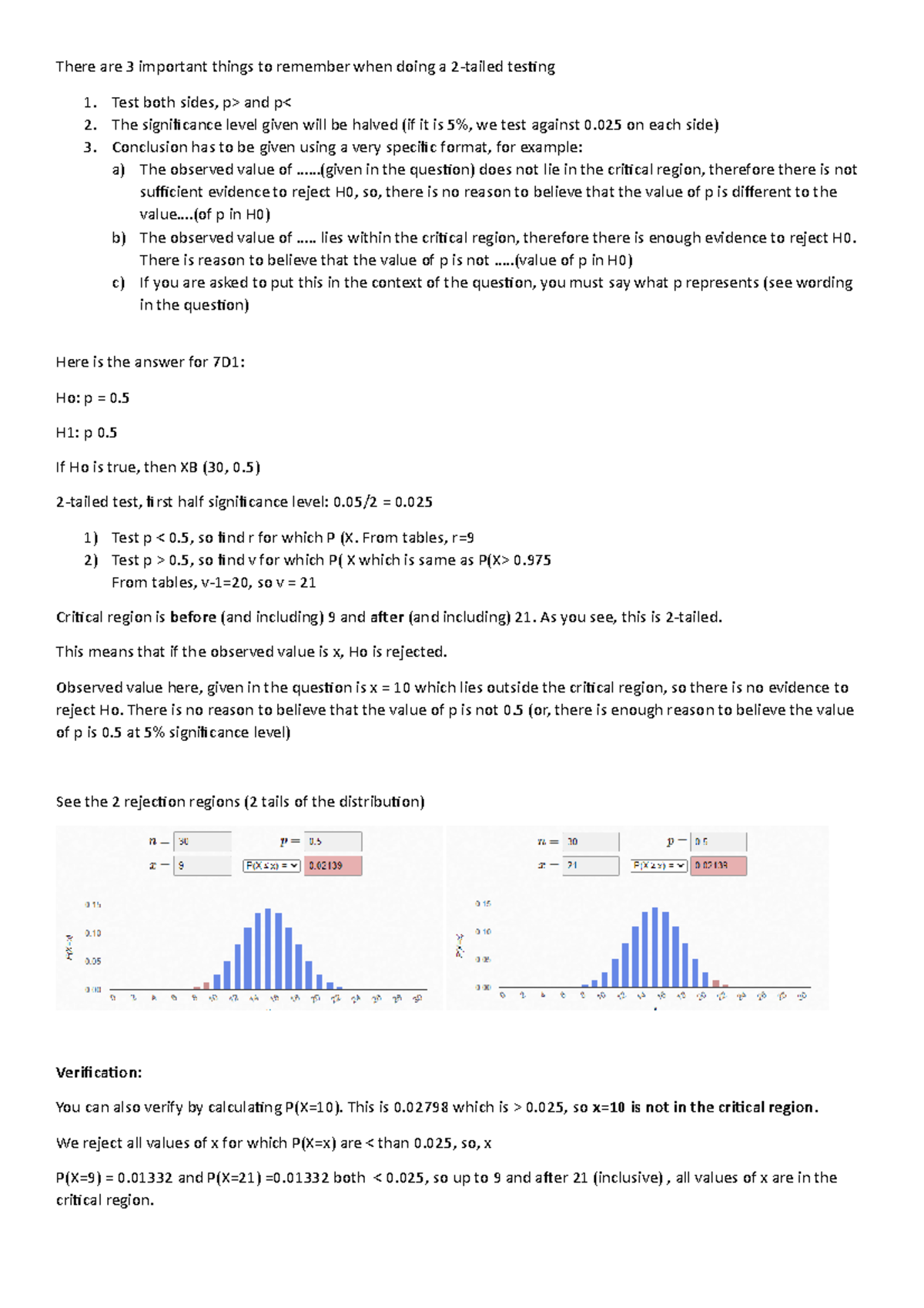 - Binomial 2tailed test - There are 3 important things to remember when ...