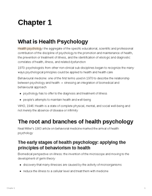 Chapter 5 - Summary Health Psychology - Chapter 5 : Health and Physical ...