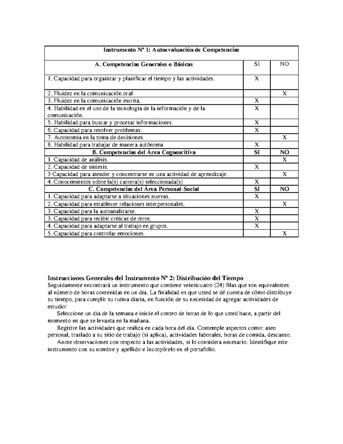 Activida sumativa obj 2 - Instrucciones Generales del Instrumento Nº 2: Distribución del Tiempo ...