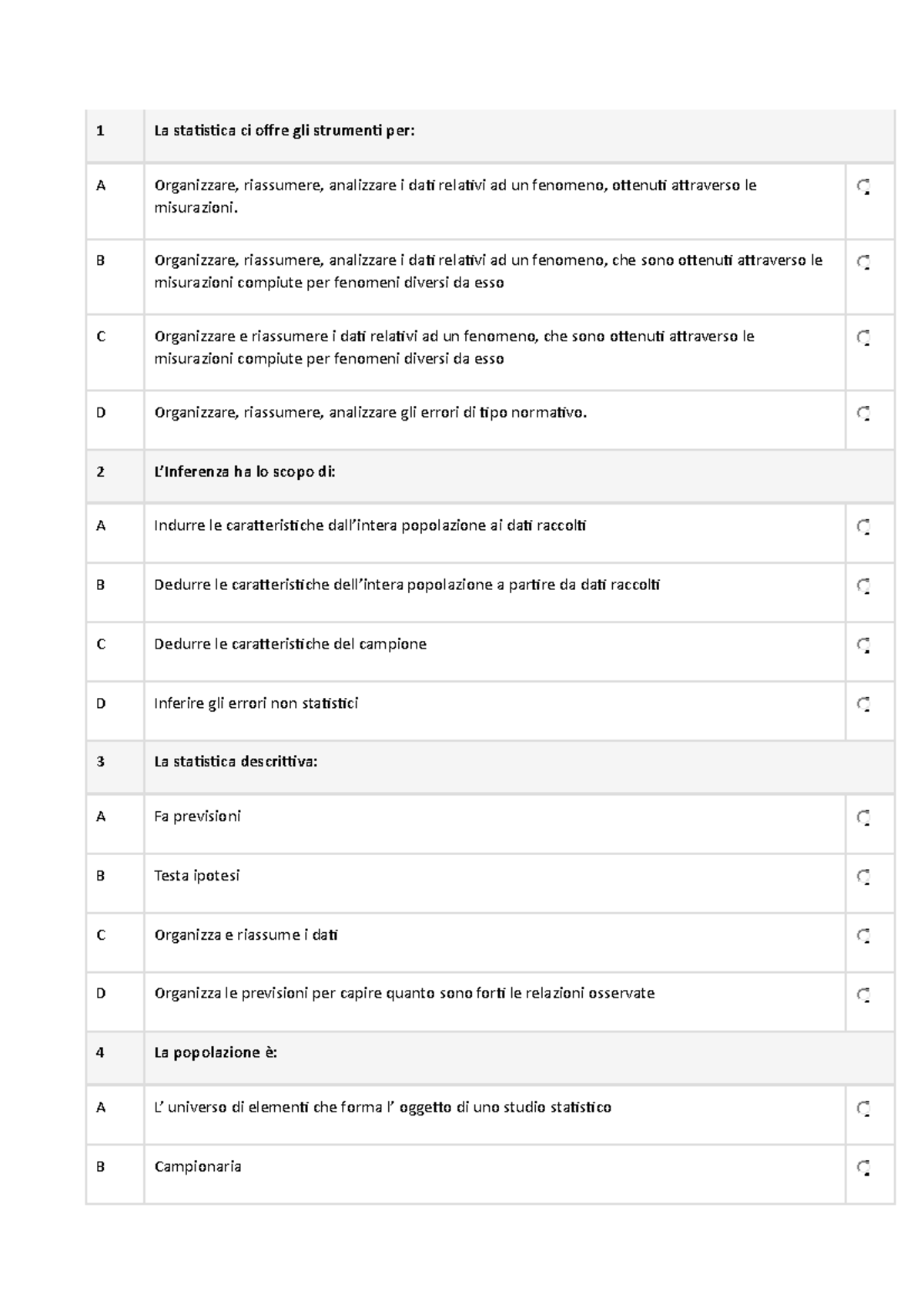 Statistica - test completo per fare l'esame con successo - 1 La ...
