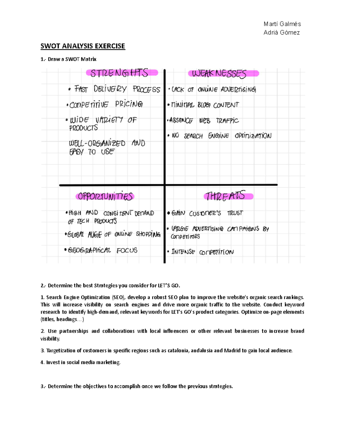 Let's Go Swot Analysis - Martí Galmés Adrià Gómez SWOT ANALYSIS ...