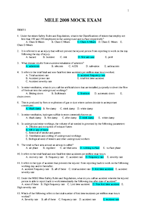 Mining Engineering Licensure Exam 2002 -with answer - Studocu
