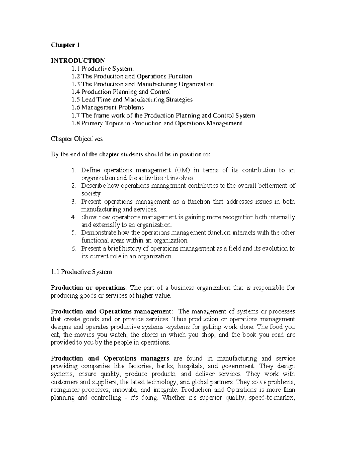 Chapter 1 Introduction - Chapter 1 INTRODUCTION 1 Productive System. 1 ...