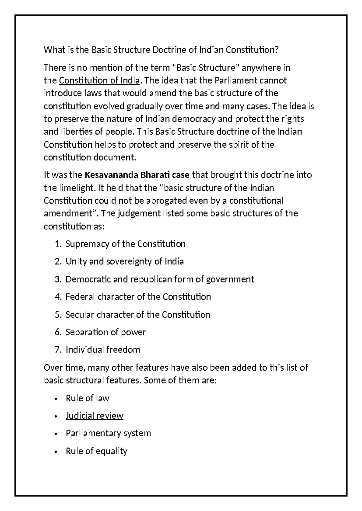 What is the Basic Structure Doctrine of Indian Constitution - The idea ...