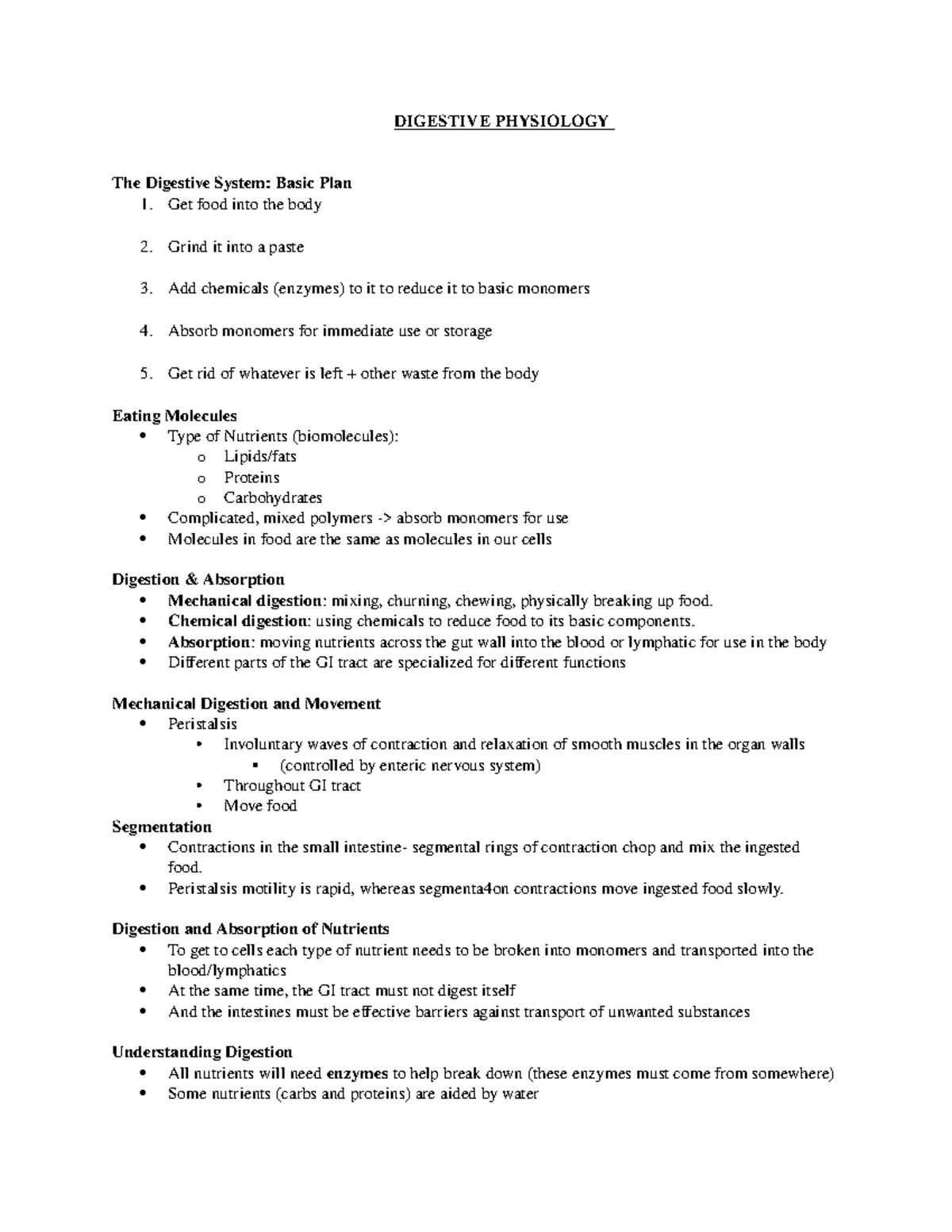 Digestive Physiology - DIGESTIVE PHYSIOLOGY The Digestive System: Basic ...