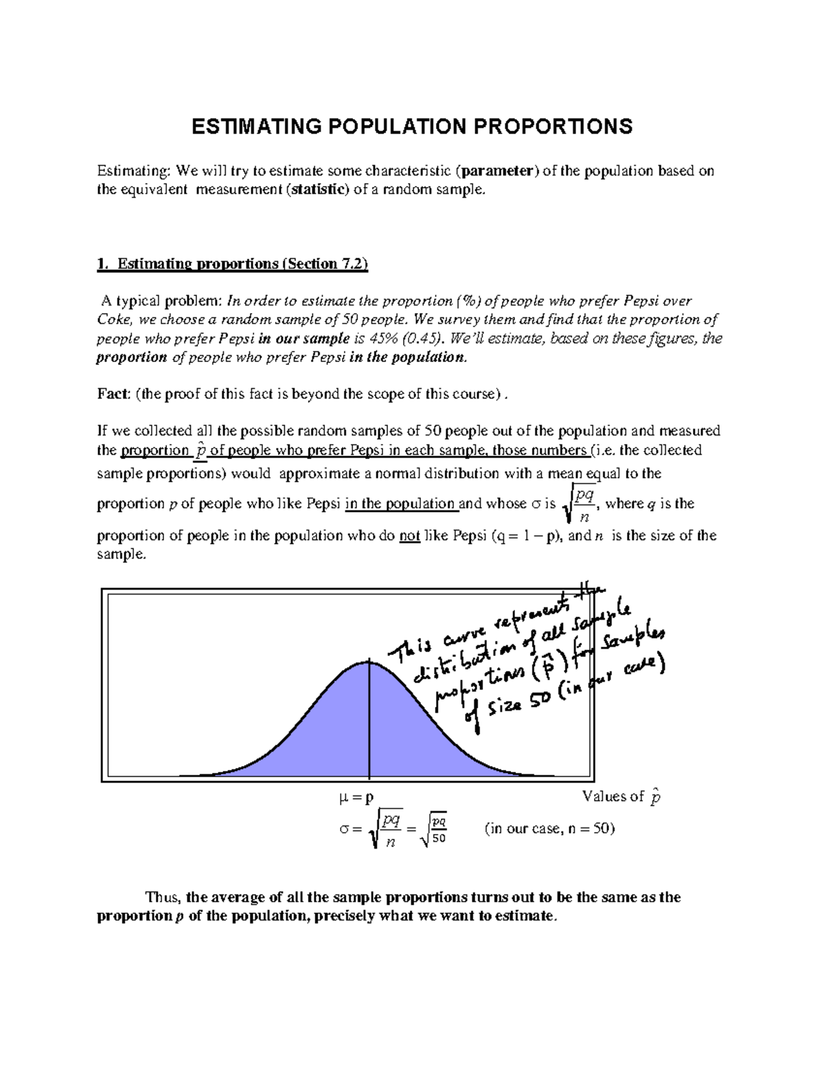 Estimating Population Proportions - ESTIMATING POPULATION PROPORTIONS ...