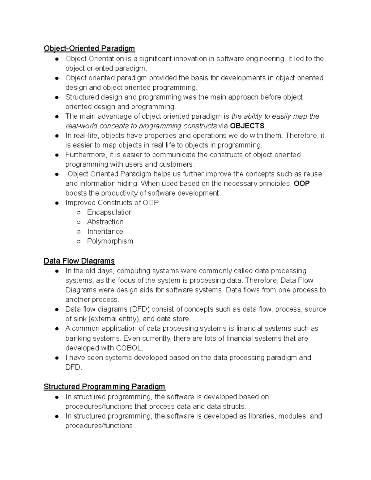 Object Oriented Paradigm It Led To The Object Oriented Paradigm Object Oriented Paradigm