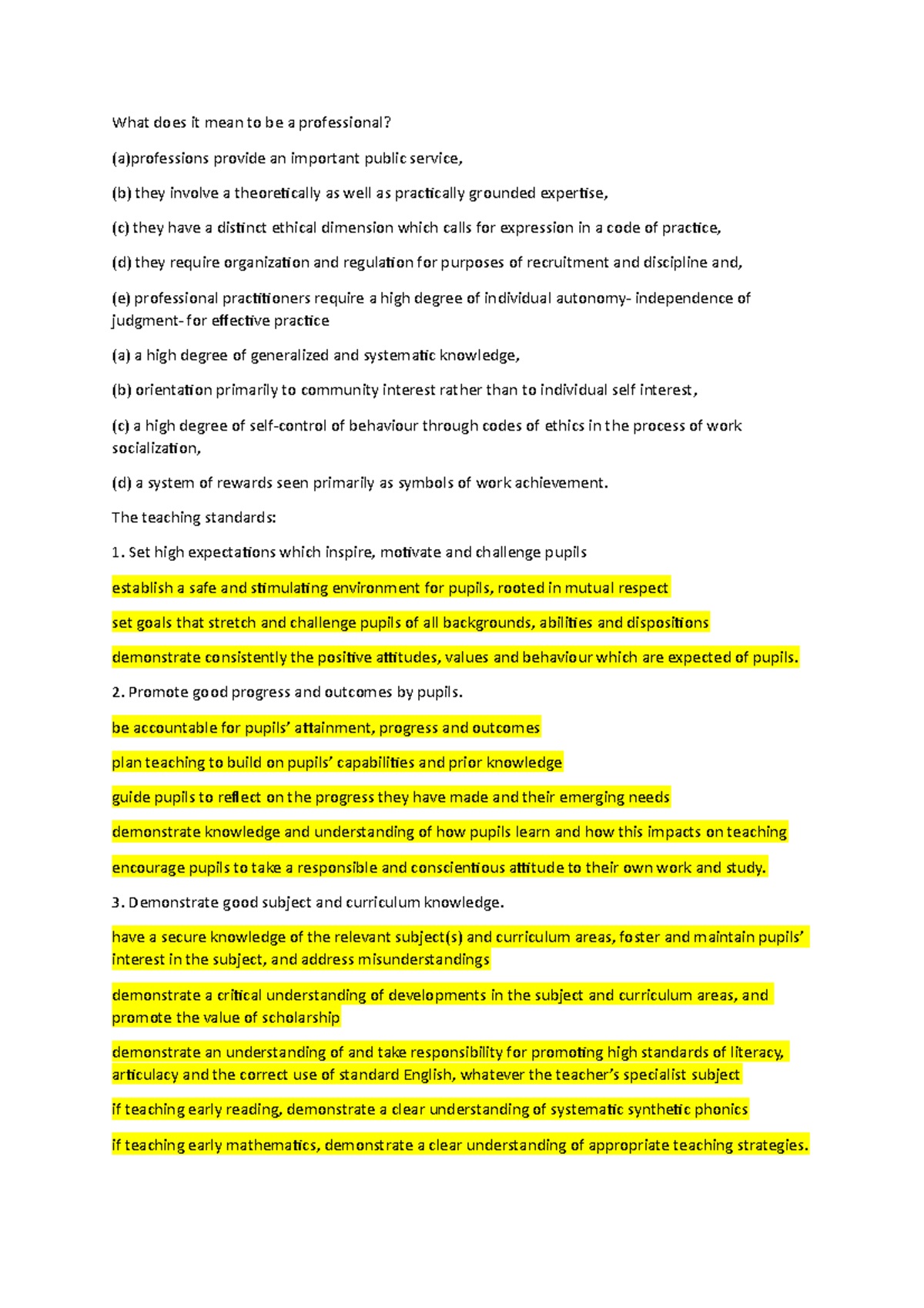 What does it mean to be a professional in Teaching - Lecture notes ...