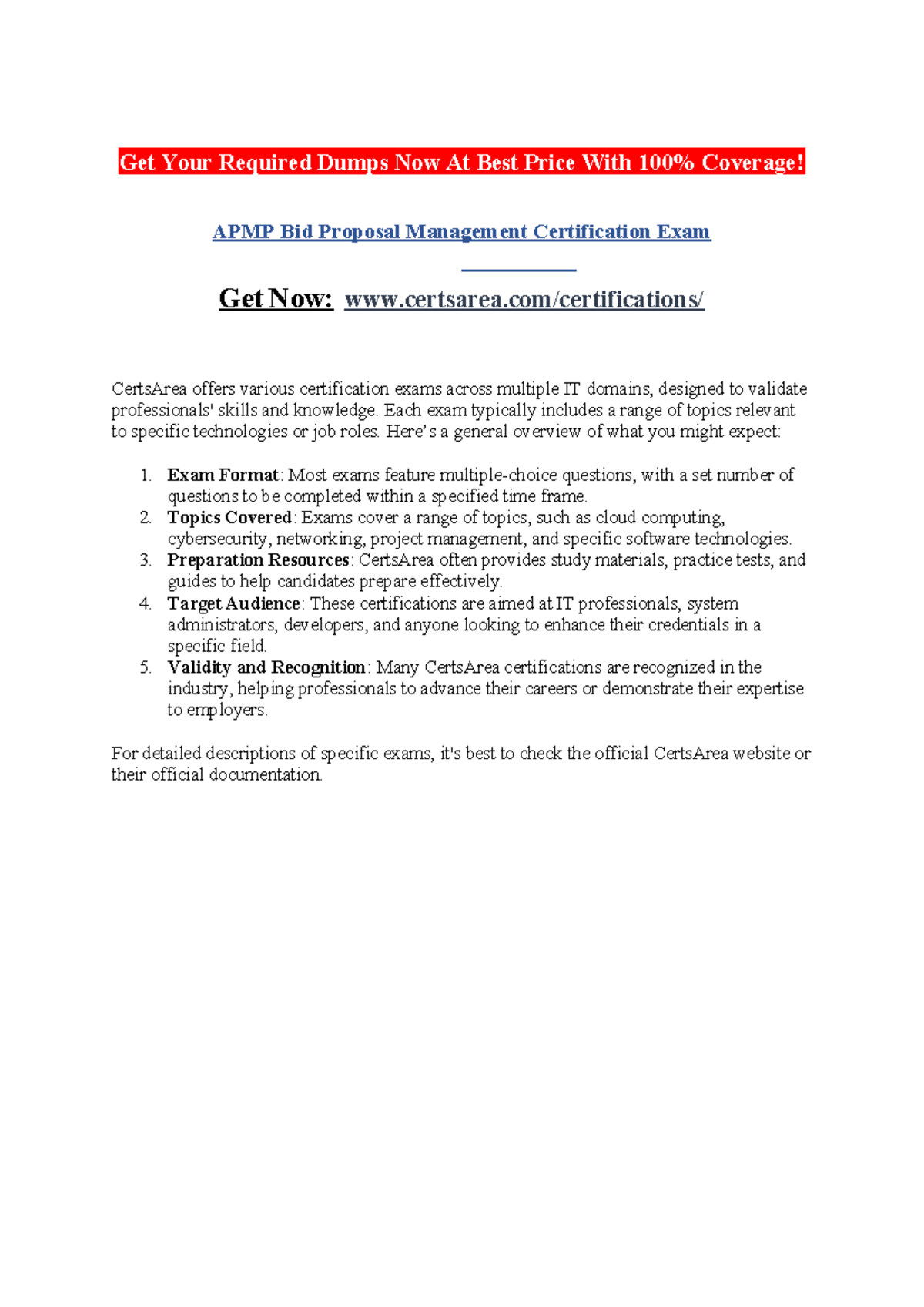 APMP Bid Proposal Management Certification Exam - Get Your Required Dumps Now At Best Price With ...
