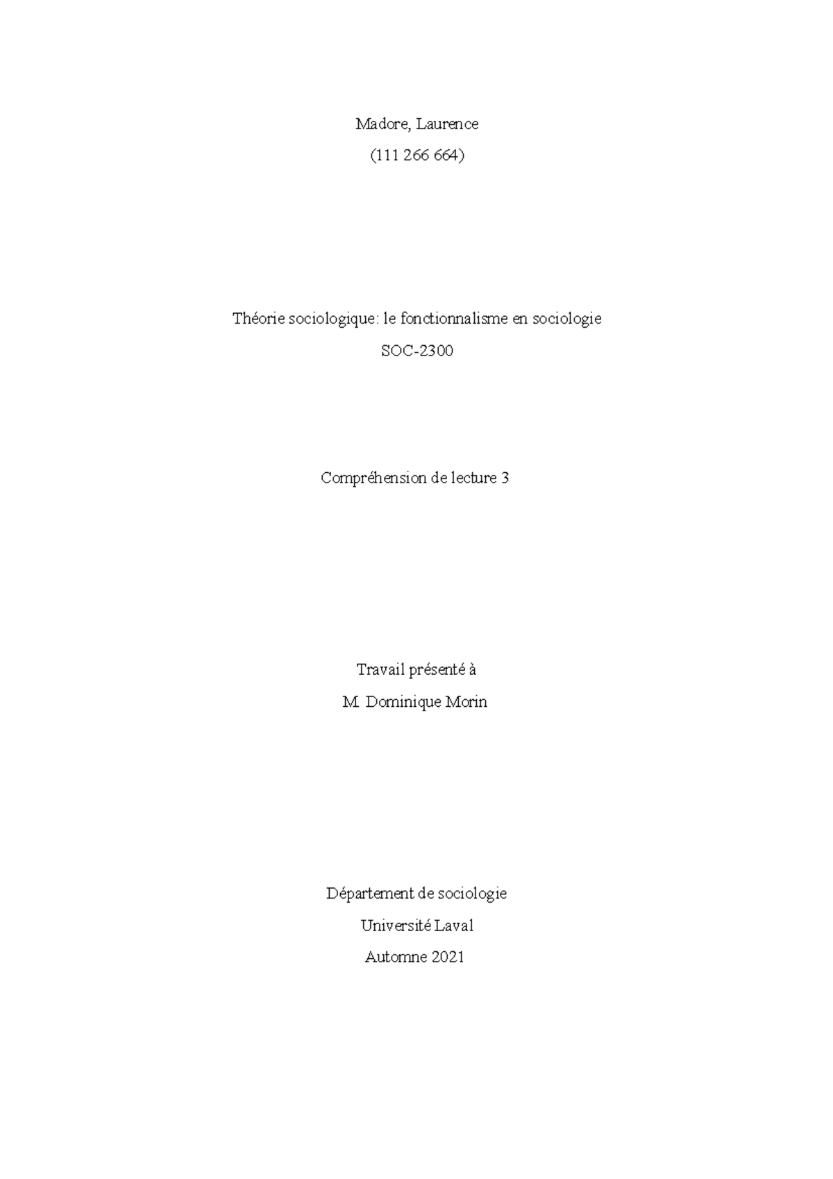 Compréhension de lecture 3 - Madore, Laurence (111 266 664) Théorie ...