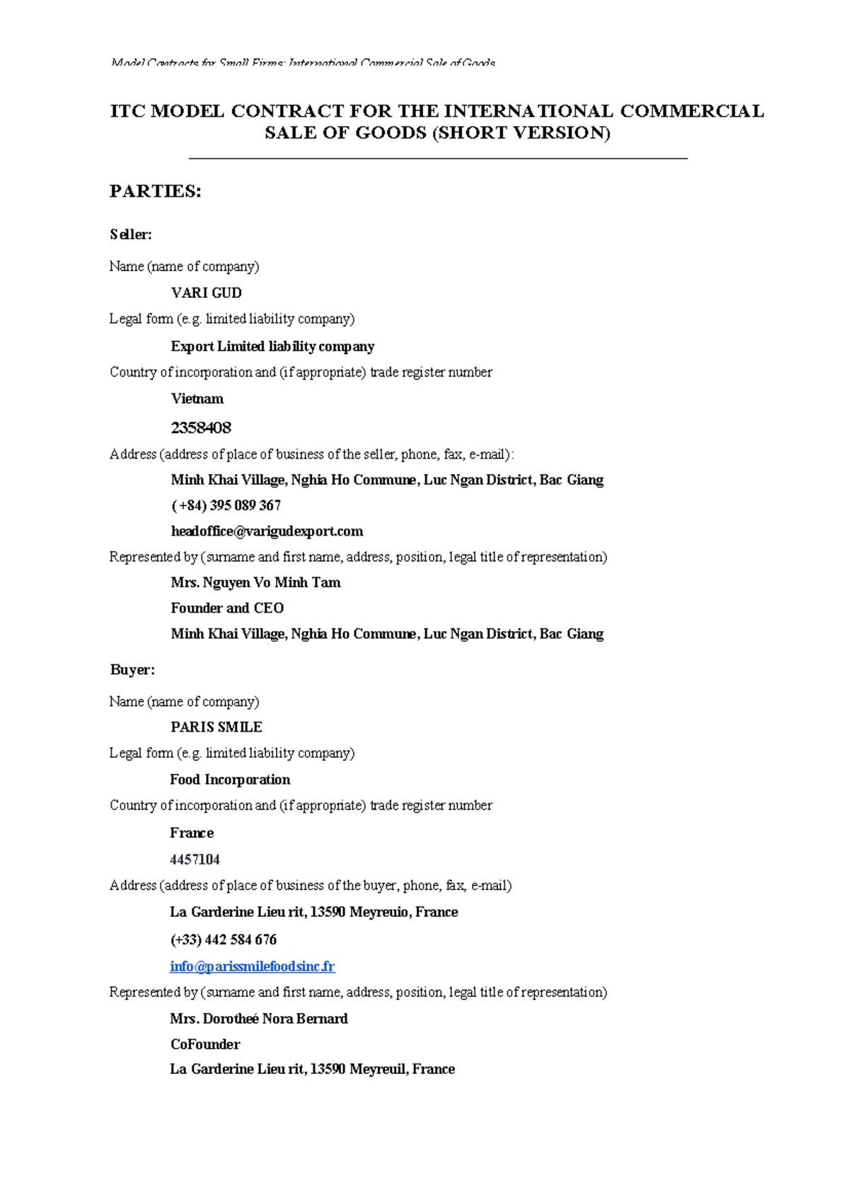 Hop dong hàng hóa ITC short - ITC MODEL CONTRACT FOR THE INTERNATIONAL ...