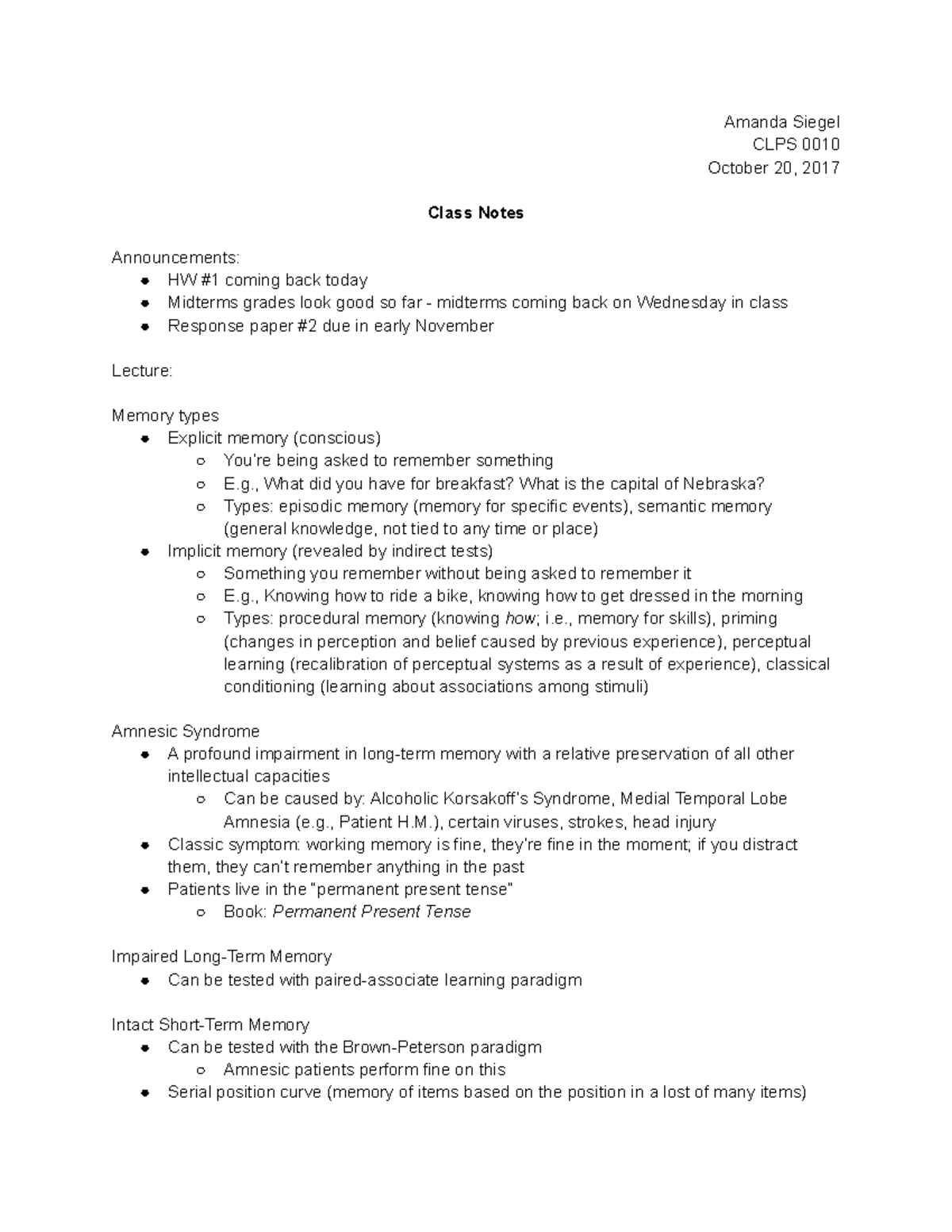 10/20 - Class Notes - Professors Elena Festa, Sheila Blumstein, & Bill ...