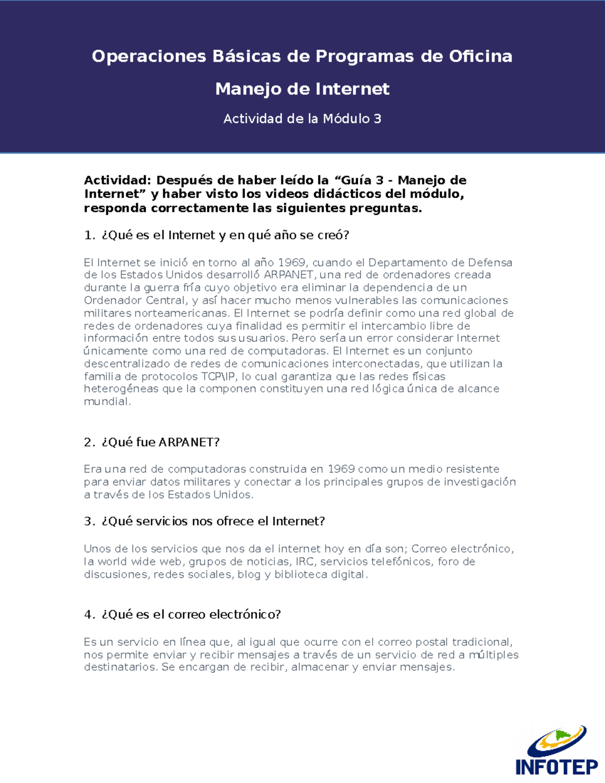Actividad - Módulo 3 - GHJU - Manejo de Internet Actividad de la Módulo ...