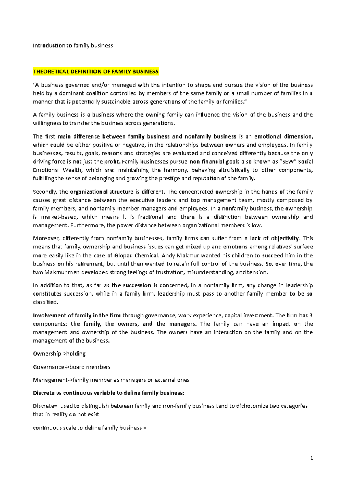 Schemi Introduction to family business 1 - Introduction to family ...