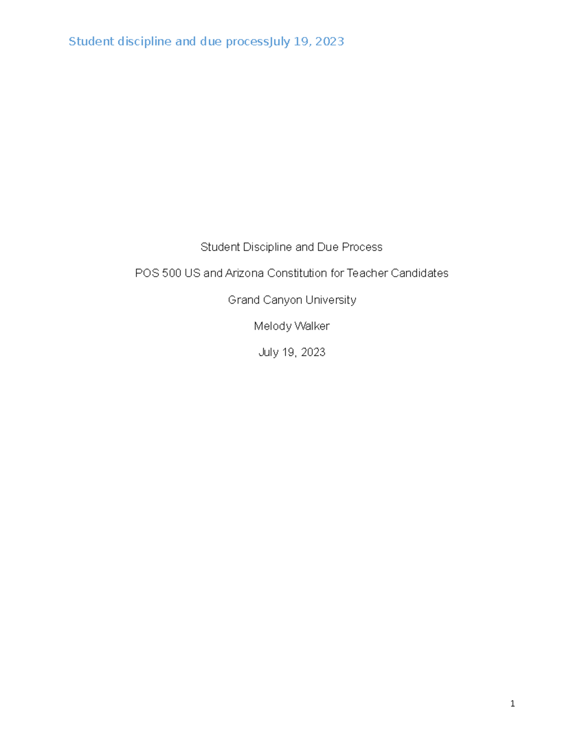 Pos 500 student discipline and due process - Student Discipline and Due ...