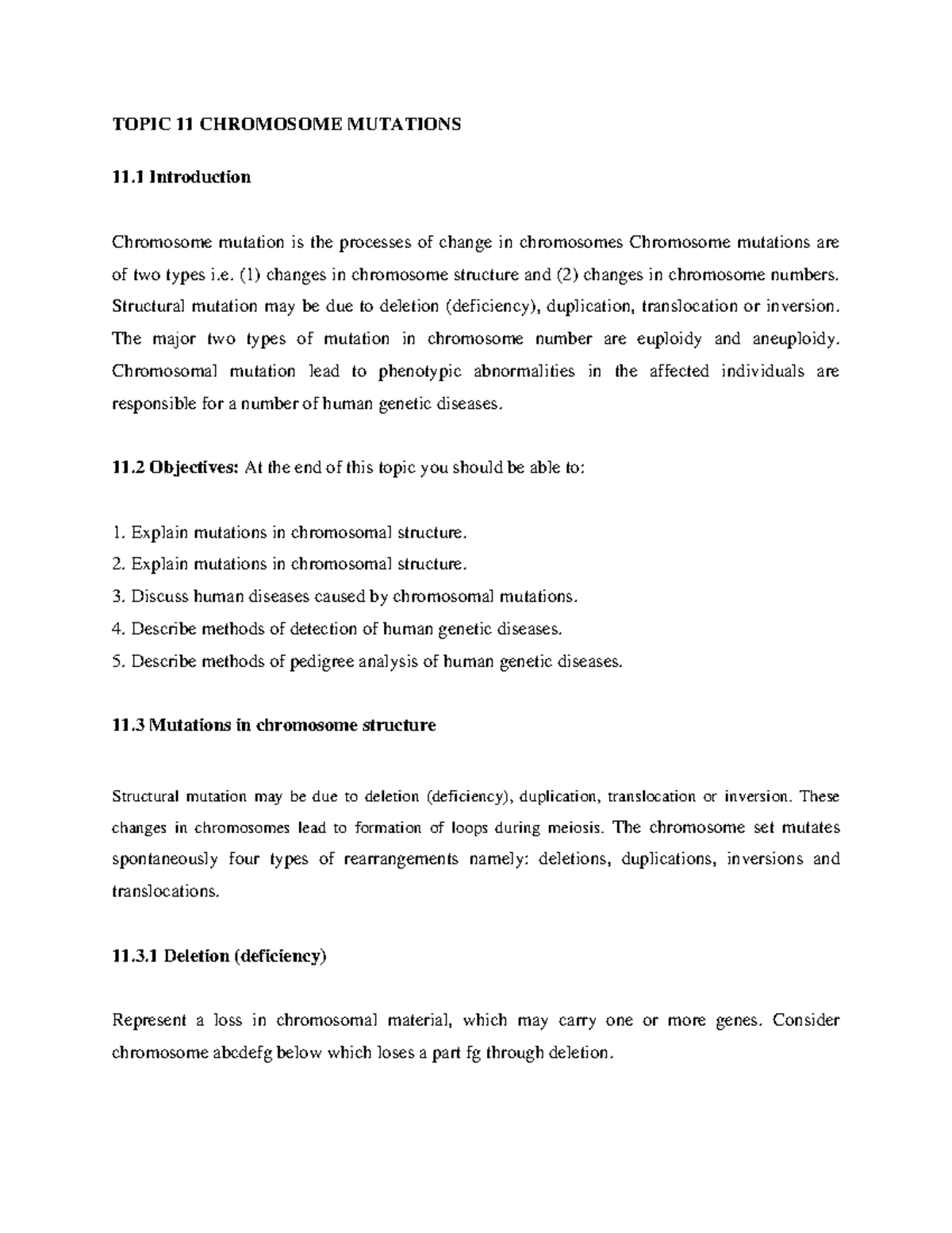 Topic 11 Chromosome mutations 2021 - TOPIC 11 CHROMOSOME MUTATIONS 11 ...