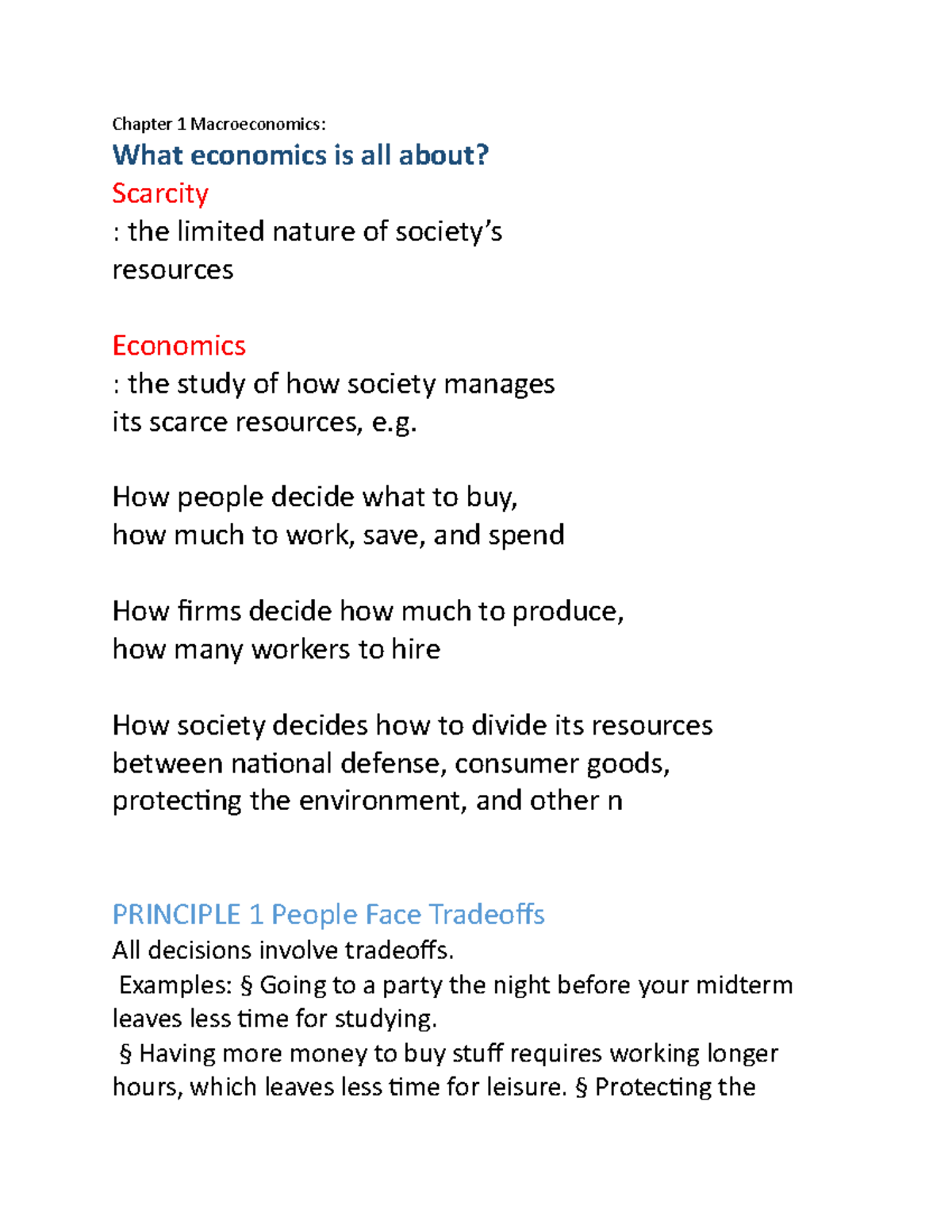 Chapter 1 microeconomics - Chapter 1 Macroeconomics: What economics is ...