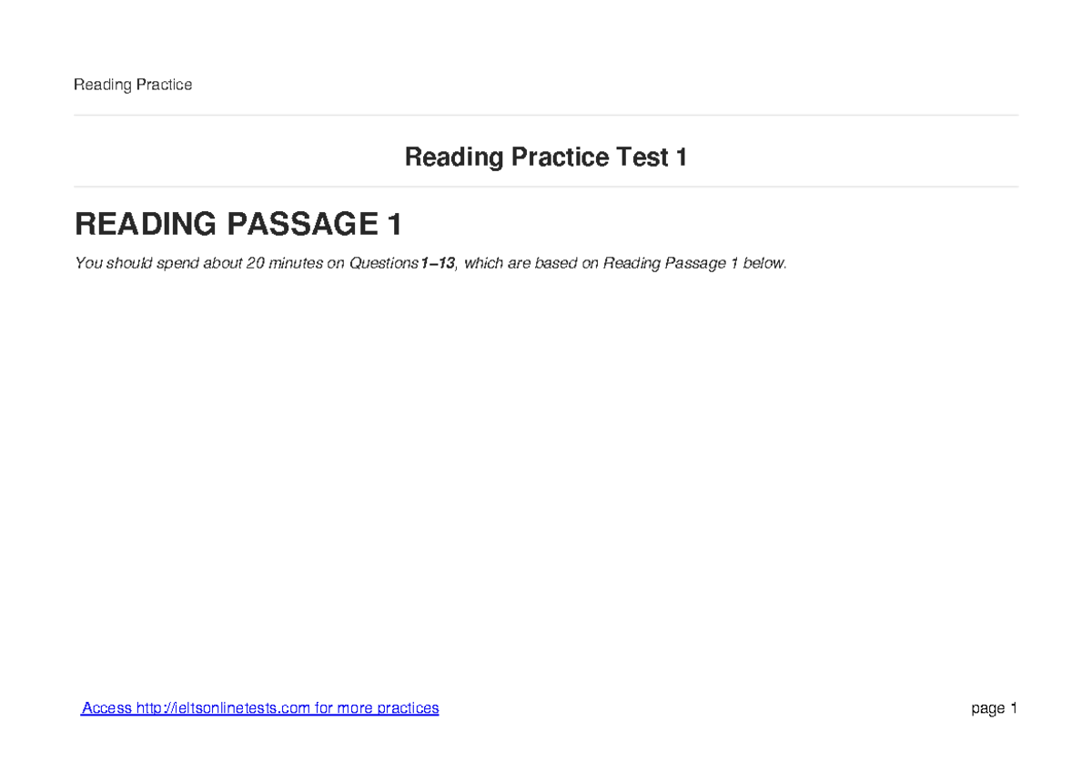 Readingpracticetest 1-v4-46507 - Reading Practice READING PASSAGE 1 You ...