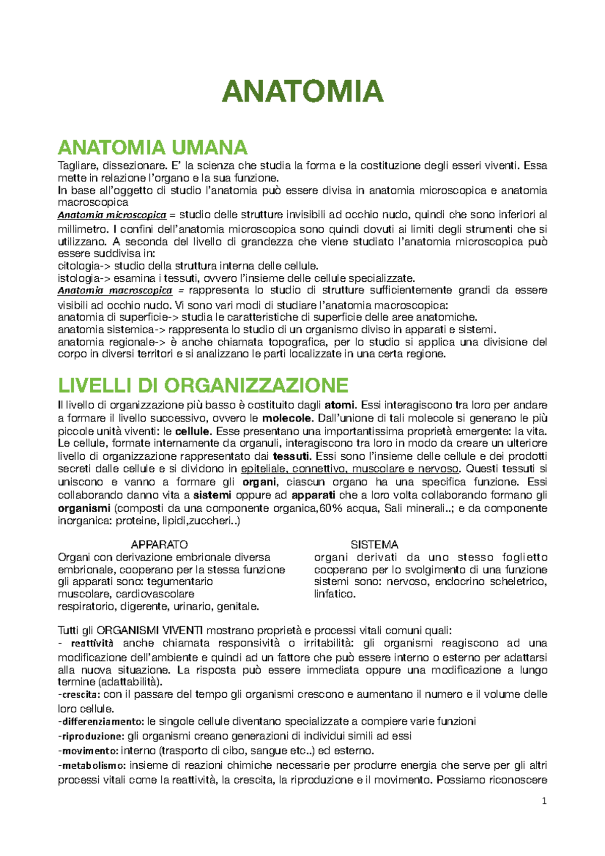 Anatomia - ANATOMIA ANATOMIA UMANA Tagliare, dissezionare. E’ la ...