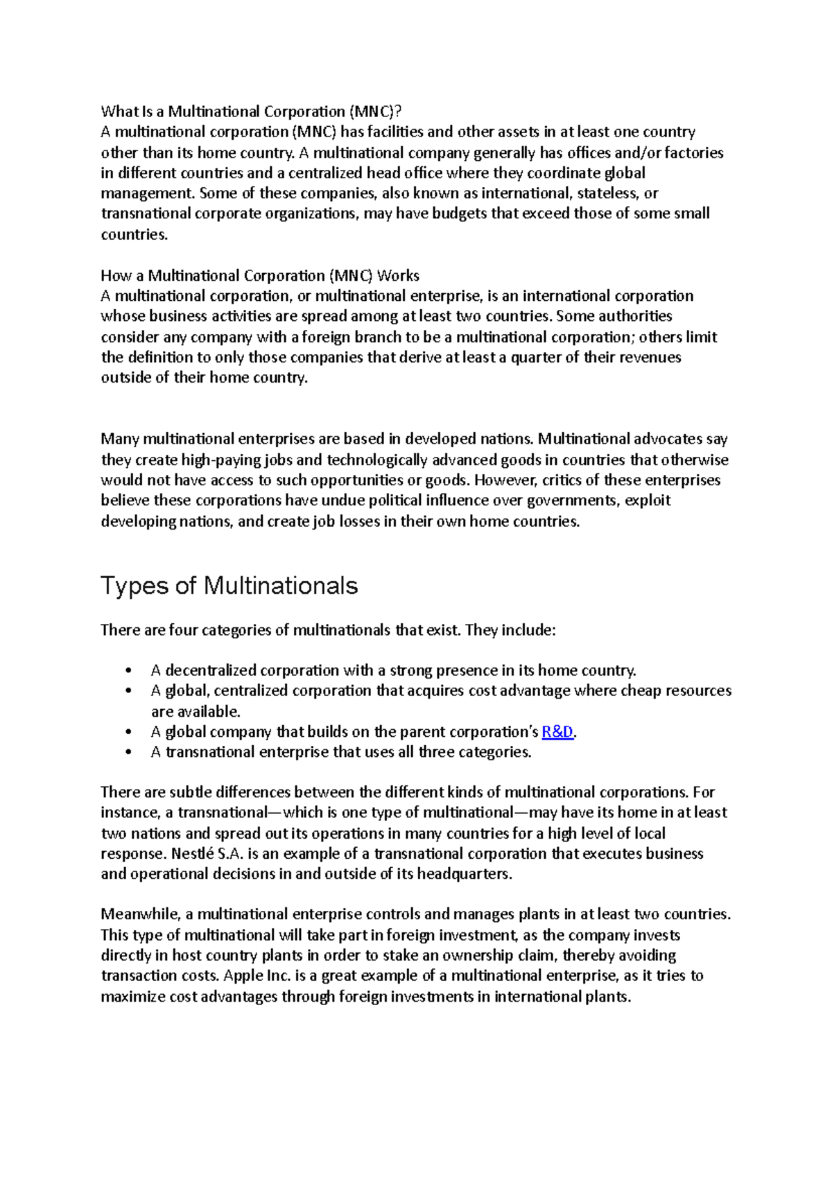Identify the additional financial risks and opportunities faced by a ...