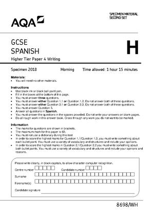 Spanish - Year 2 - GCSE - Studocu