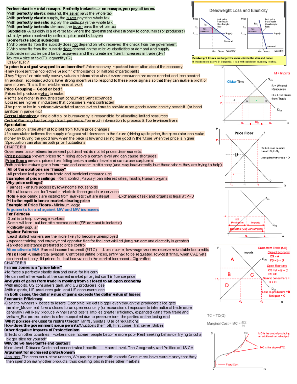 Economics Sheet Two - Perfect elastic = total escape. Perfectly ...