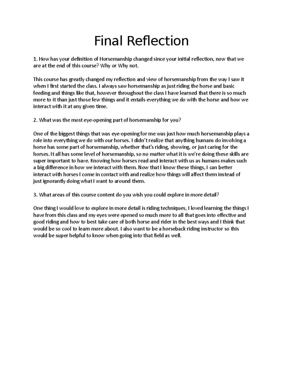 Final Reflection - Final Reflection How has your definition of ...