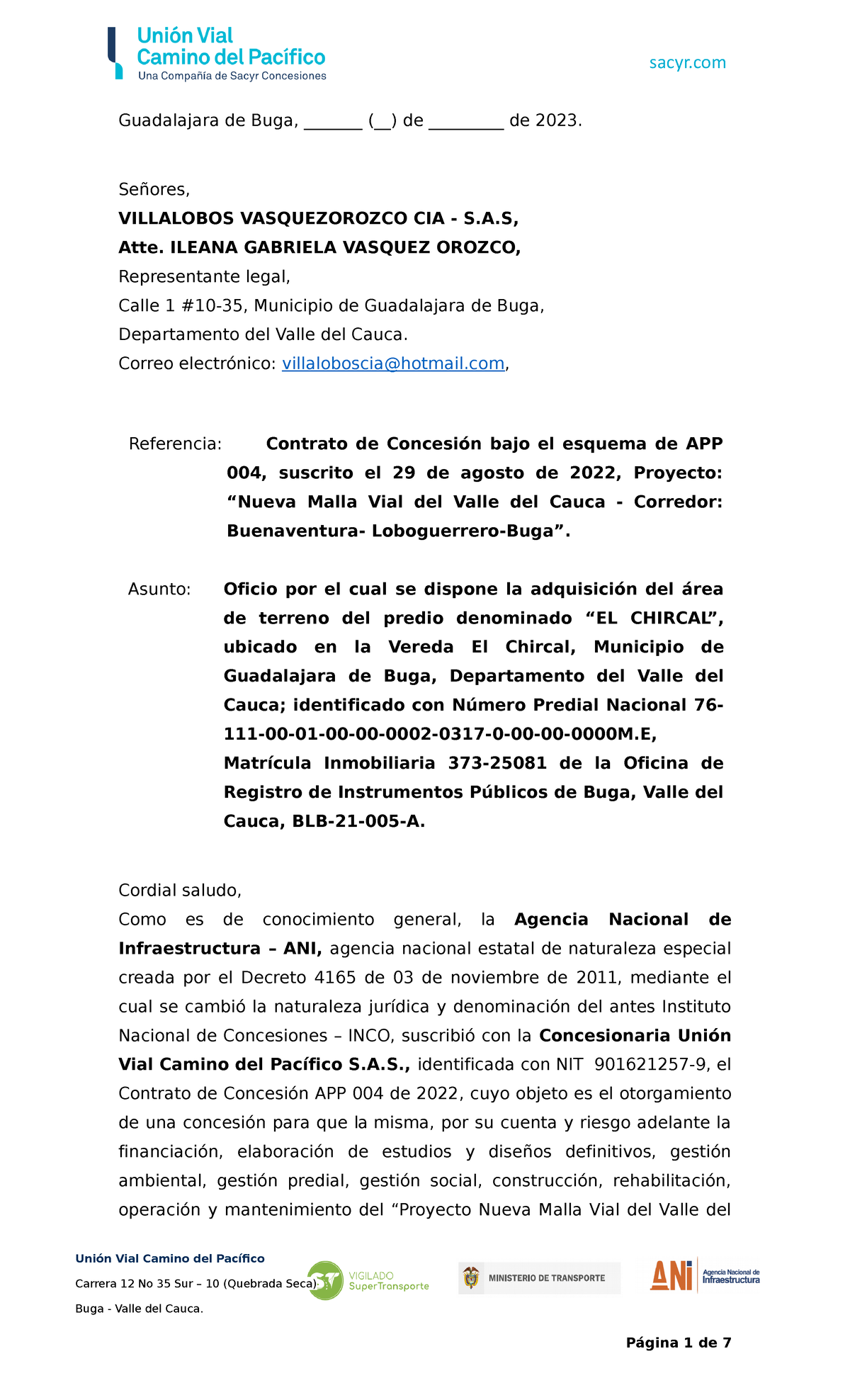 Oferta Formal de Compra BLB-21-005-A - Guadalajara de Buga ...