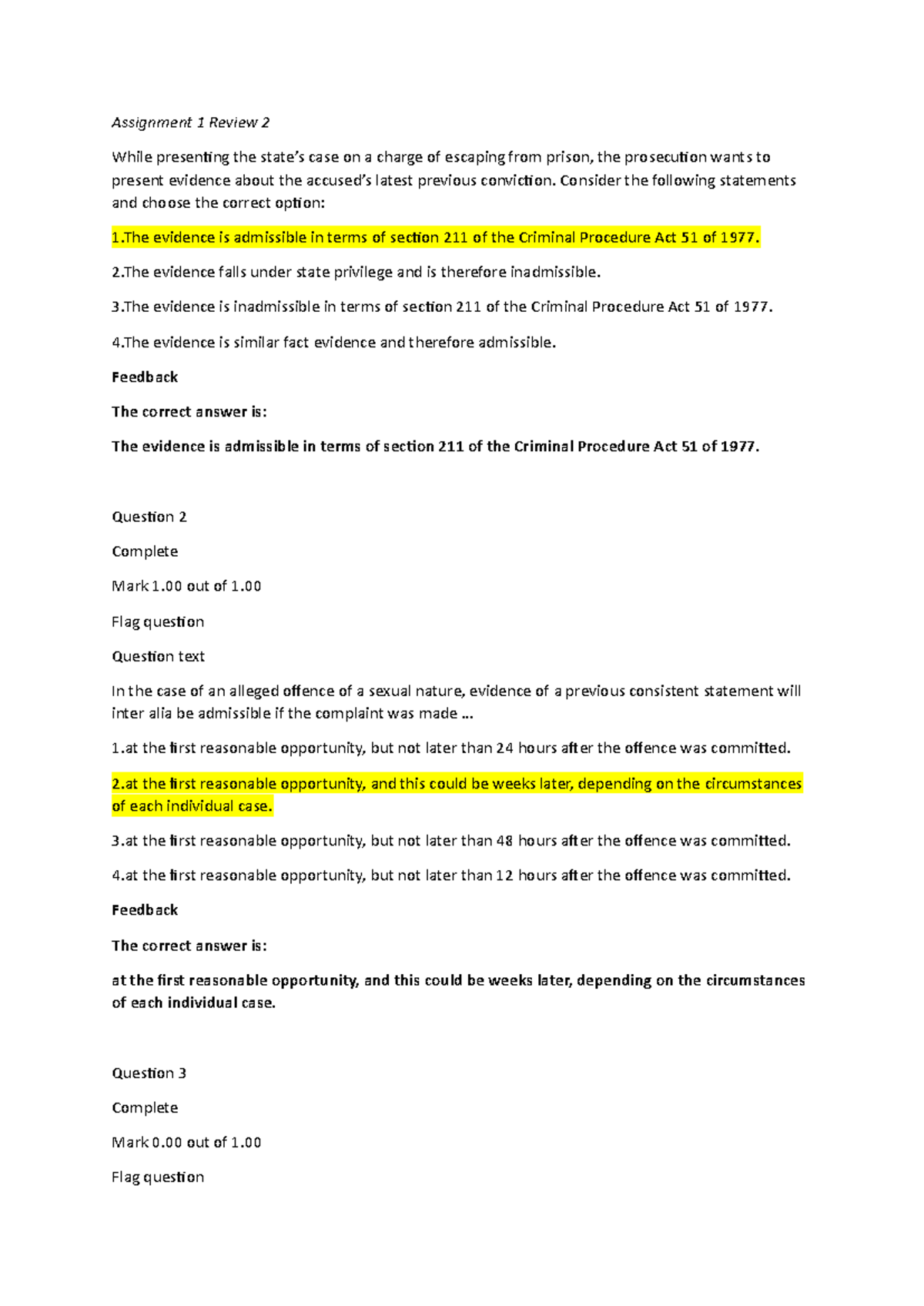 Assignment 1 Review 1,2 - Assignment 1 Review 2 While presenting the ...