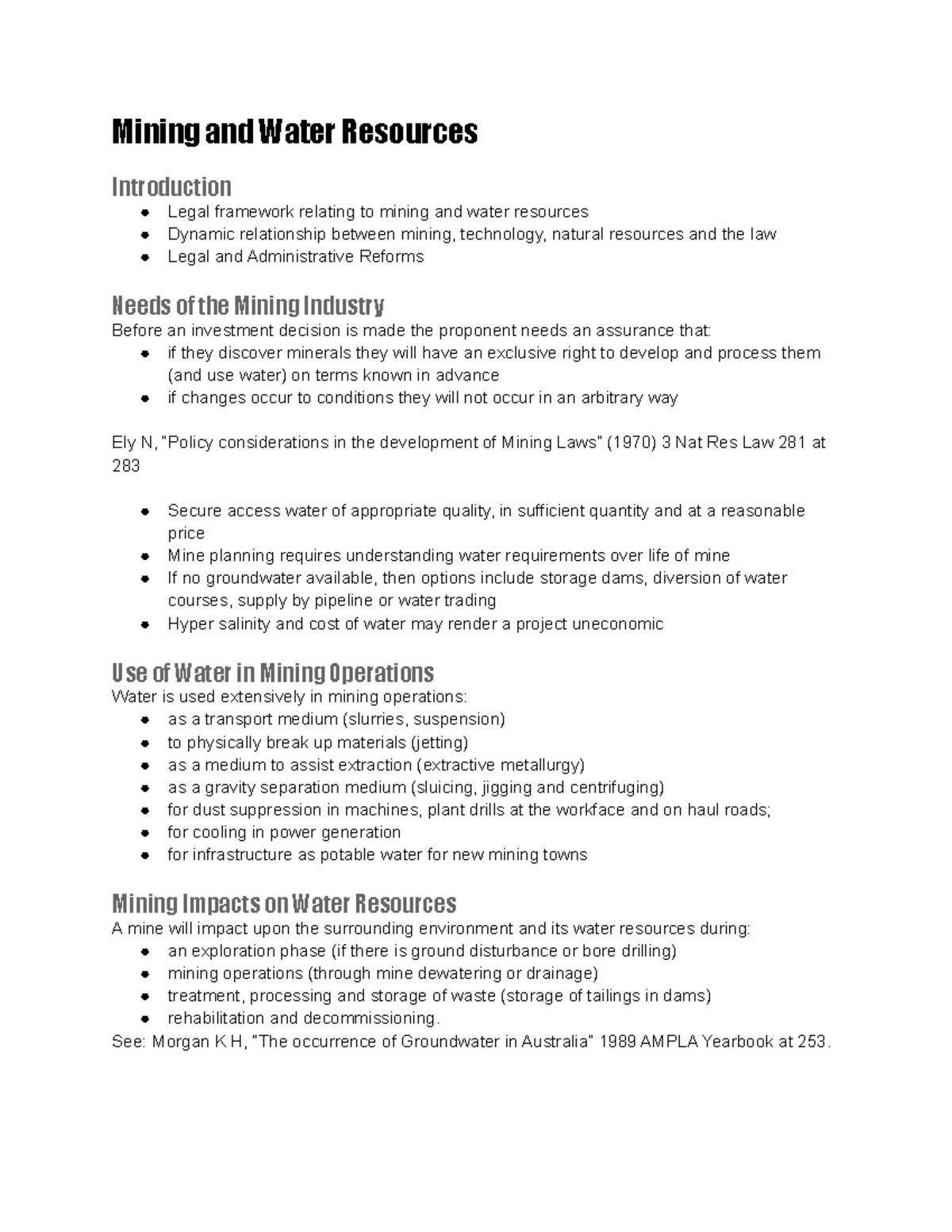 Mining and Water Resources - Mining and Water Resources Introduction ...