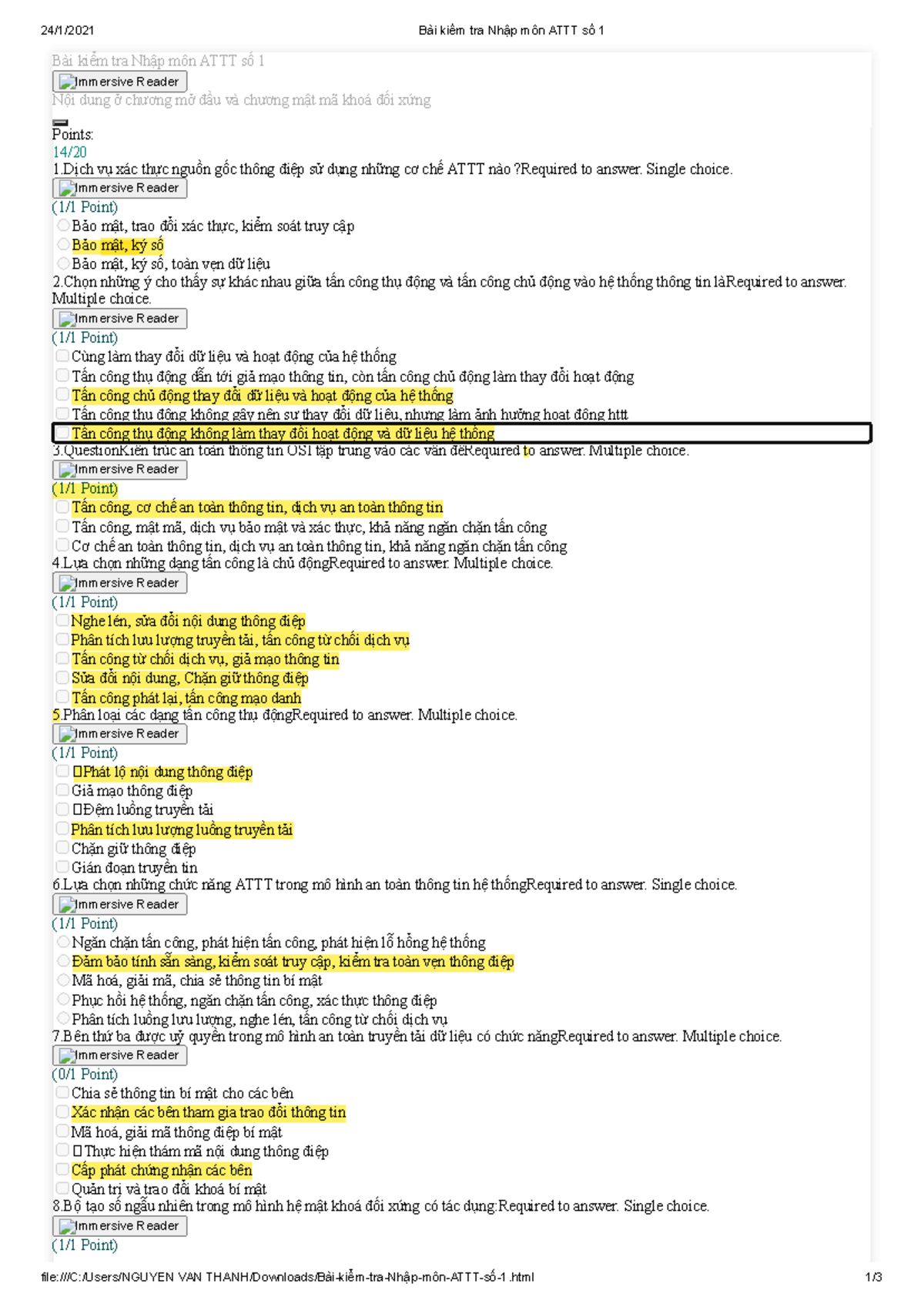 Test1 - fsadf - 24/1/2021 Bài kiểm tra Nhập môn ATTT số 1 file:///C ...