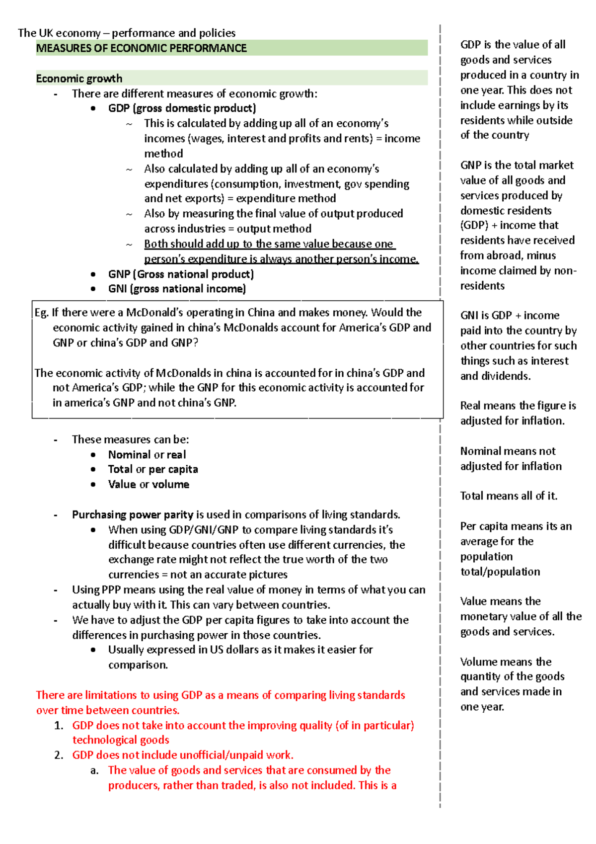 Measures OF Economic Performance - MEASURES OF ECONOMIC PERFORMANCE ...