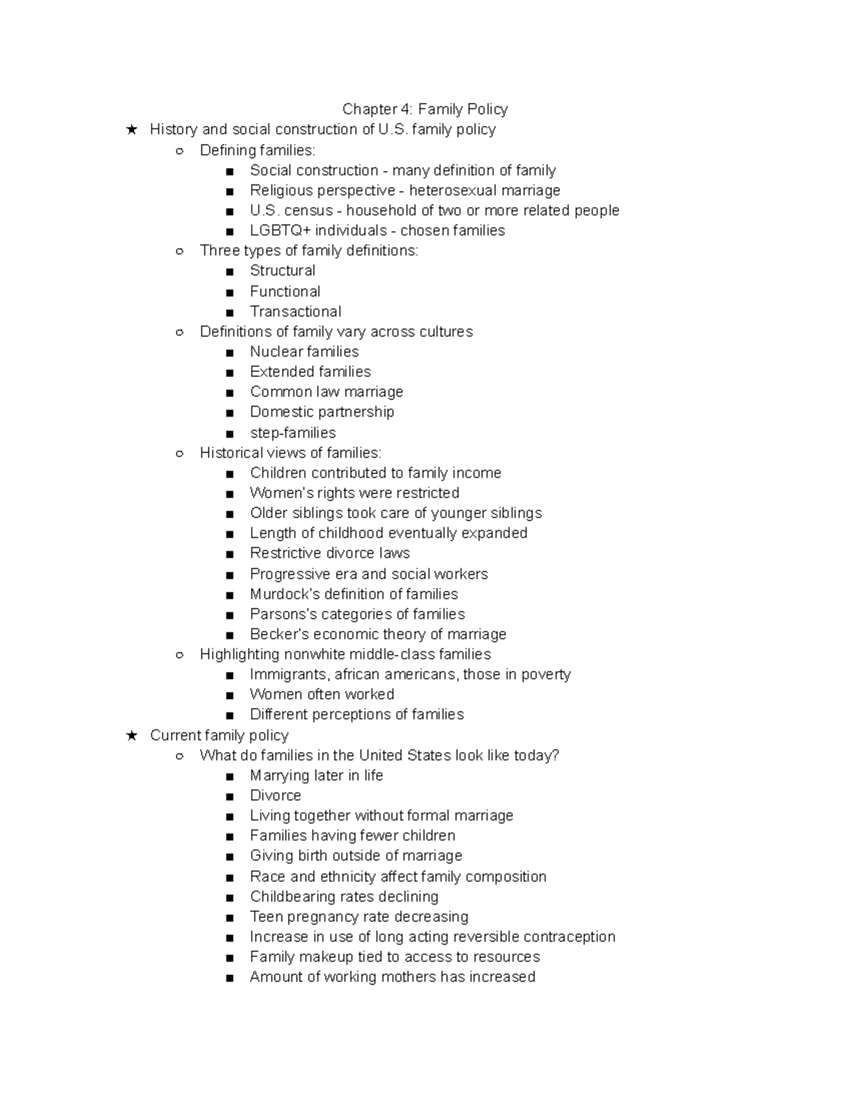 Chapter 4 Family Policy - Chapter 4: Family Policy ★ History and social ...