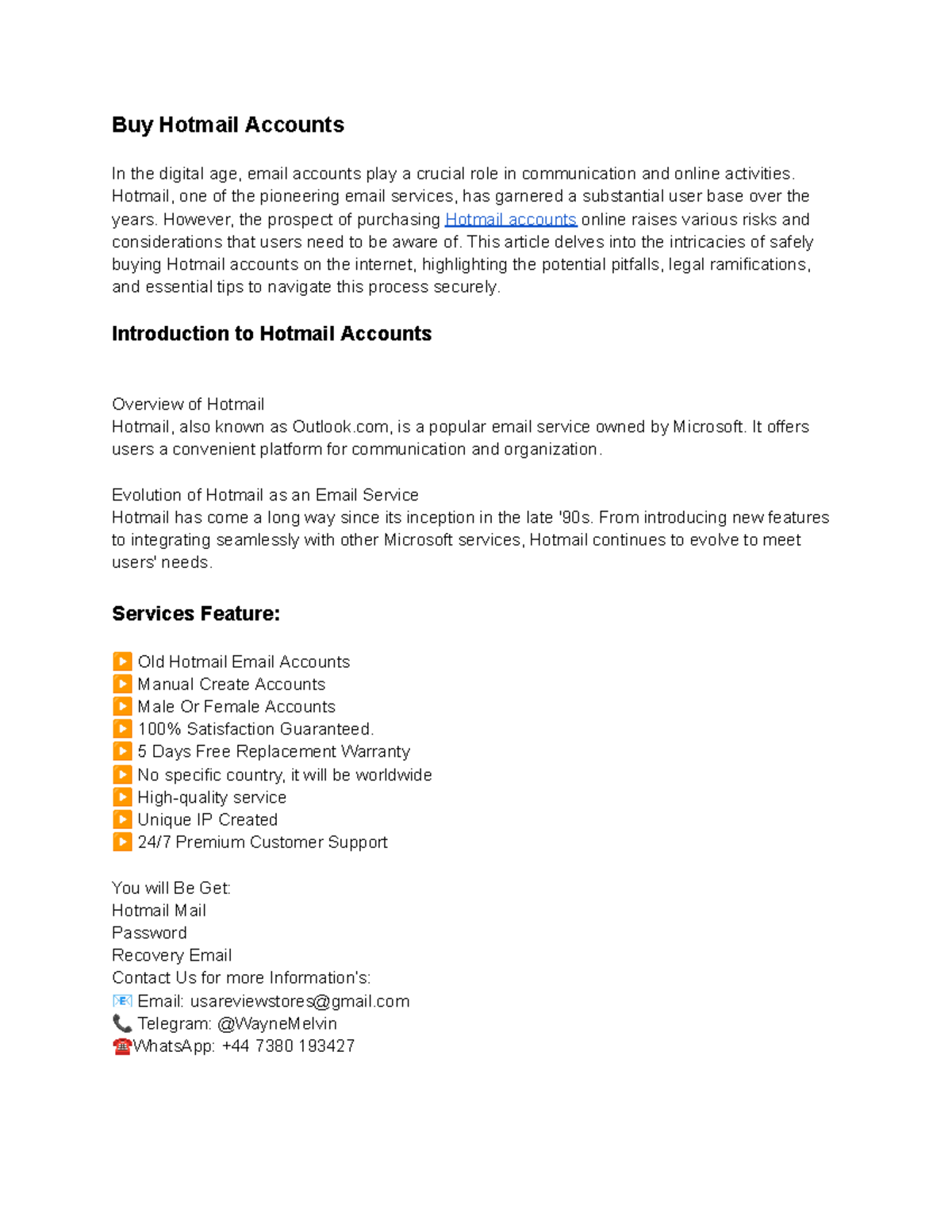 Buy Hotmail Account - Hotmail, one of the pioneering email services ...