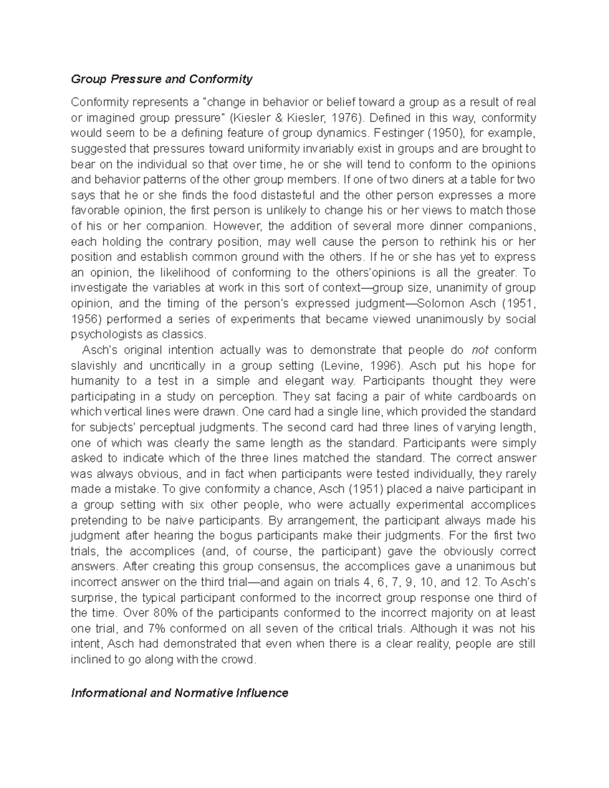 Social Influence and Group Dynamics - Group Pressure and Conformity ...