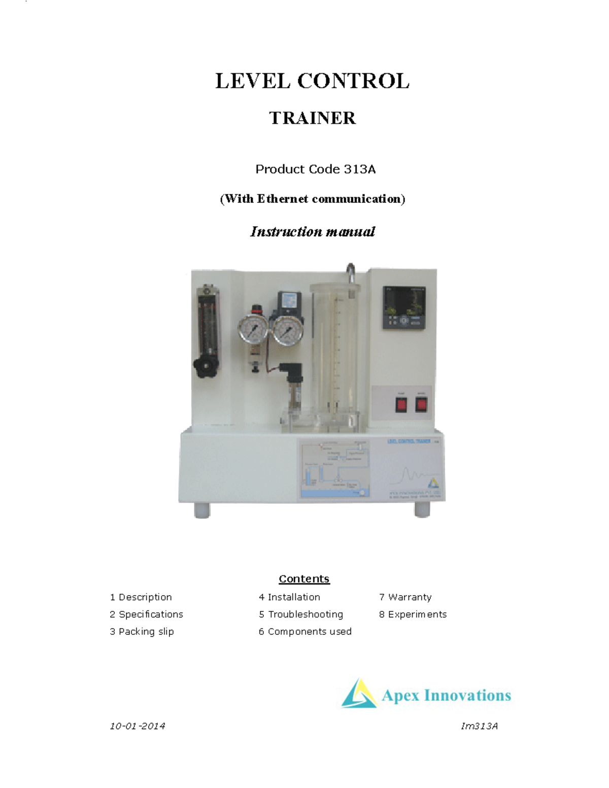 notes for lectures - LEVEL CONTROL TRAINER (With Ethernet communication ...