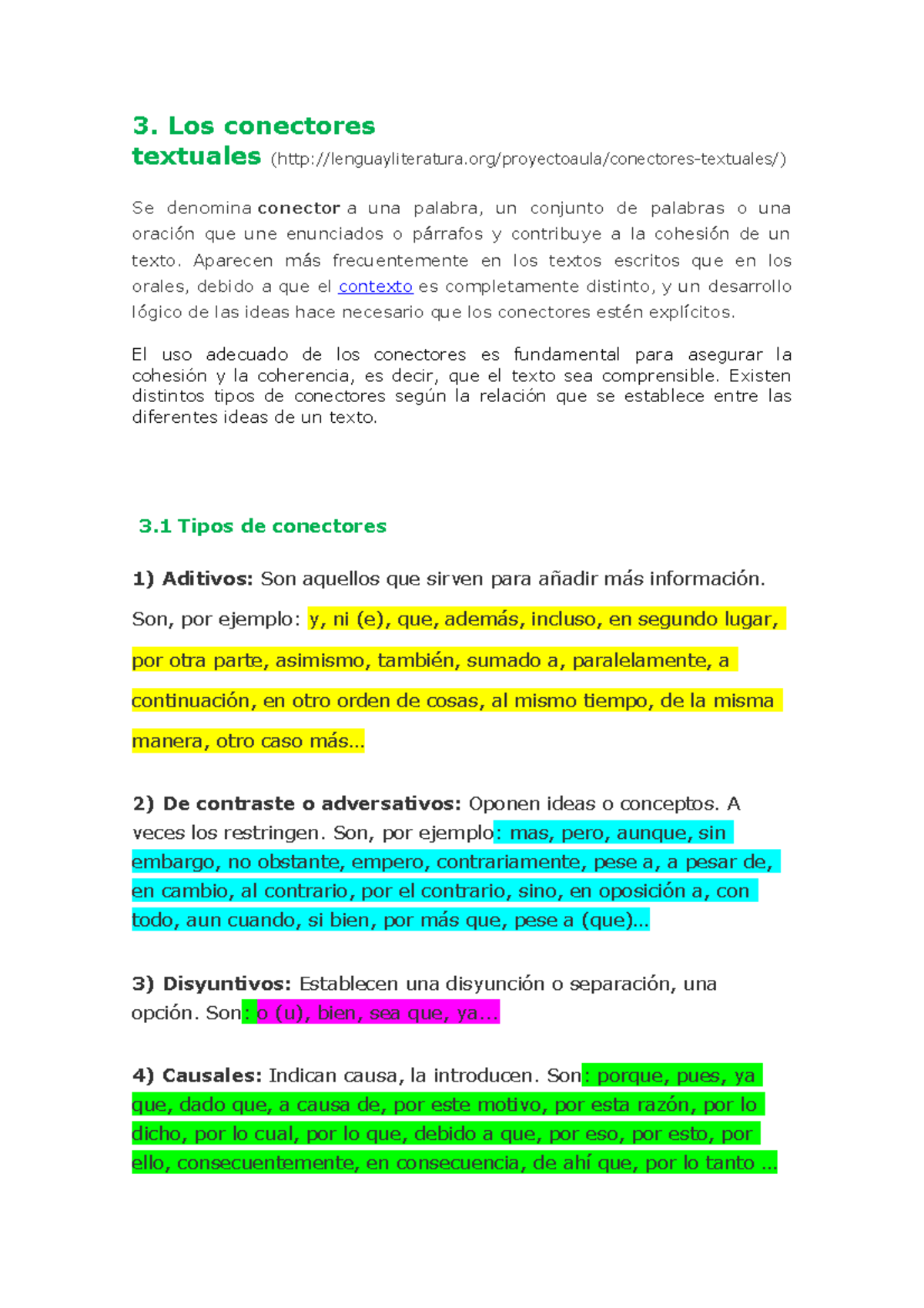 LOS Conectores - resúmenes obtenidos - 3. Los conectores textuales ...