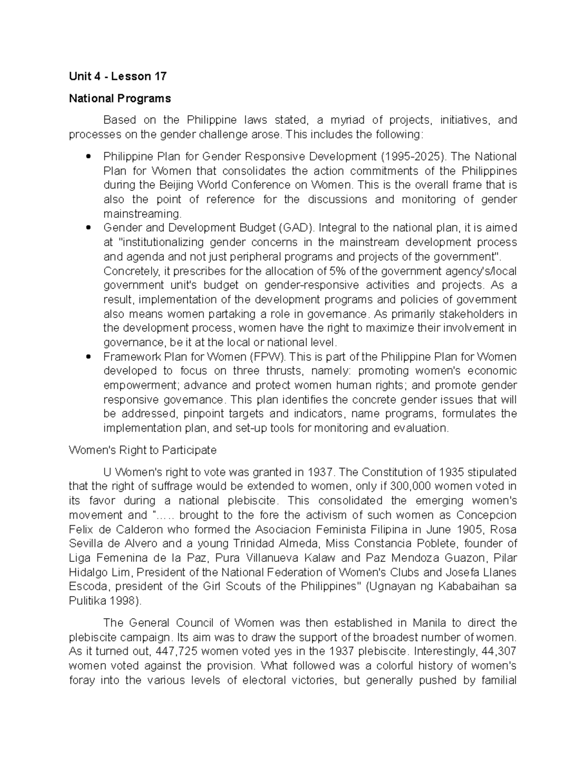 Lesson 17 National Programs - Unit 4 - Lesson 17 National Programs ...
