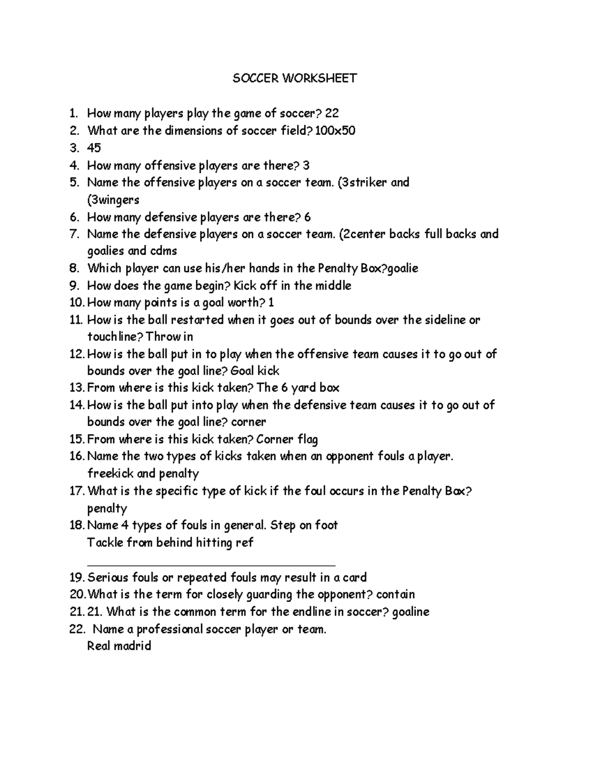 Soccerworksheet 2 - these are the answers for the second soccer ...