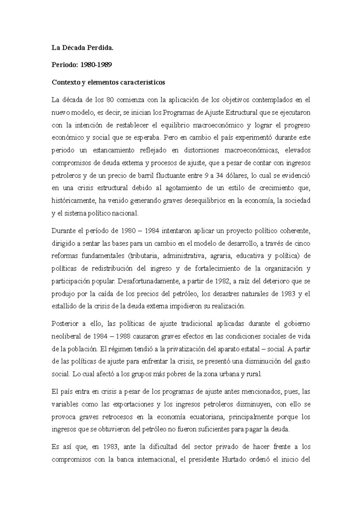 La Década Perdida - Crisis de deuda externa - La Década Perdida ...