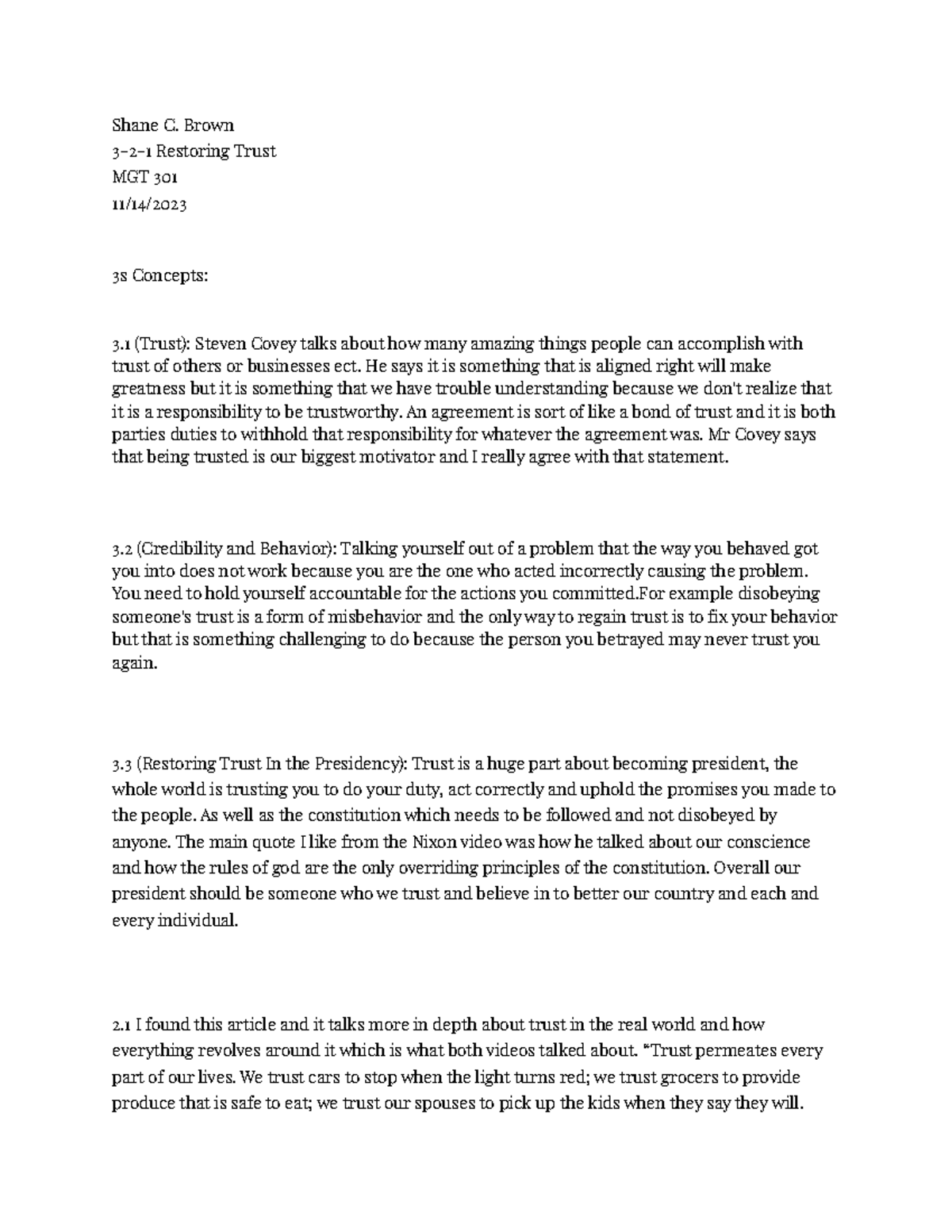 Restoring Trust 3-2-1 - good - Shane C. Brown 3-2-1 Restoring Trust MGT ...