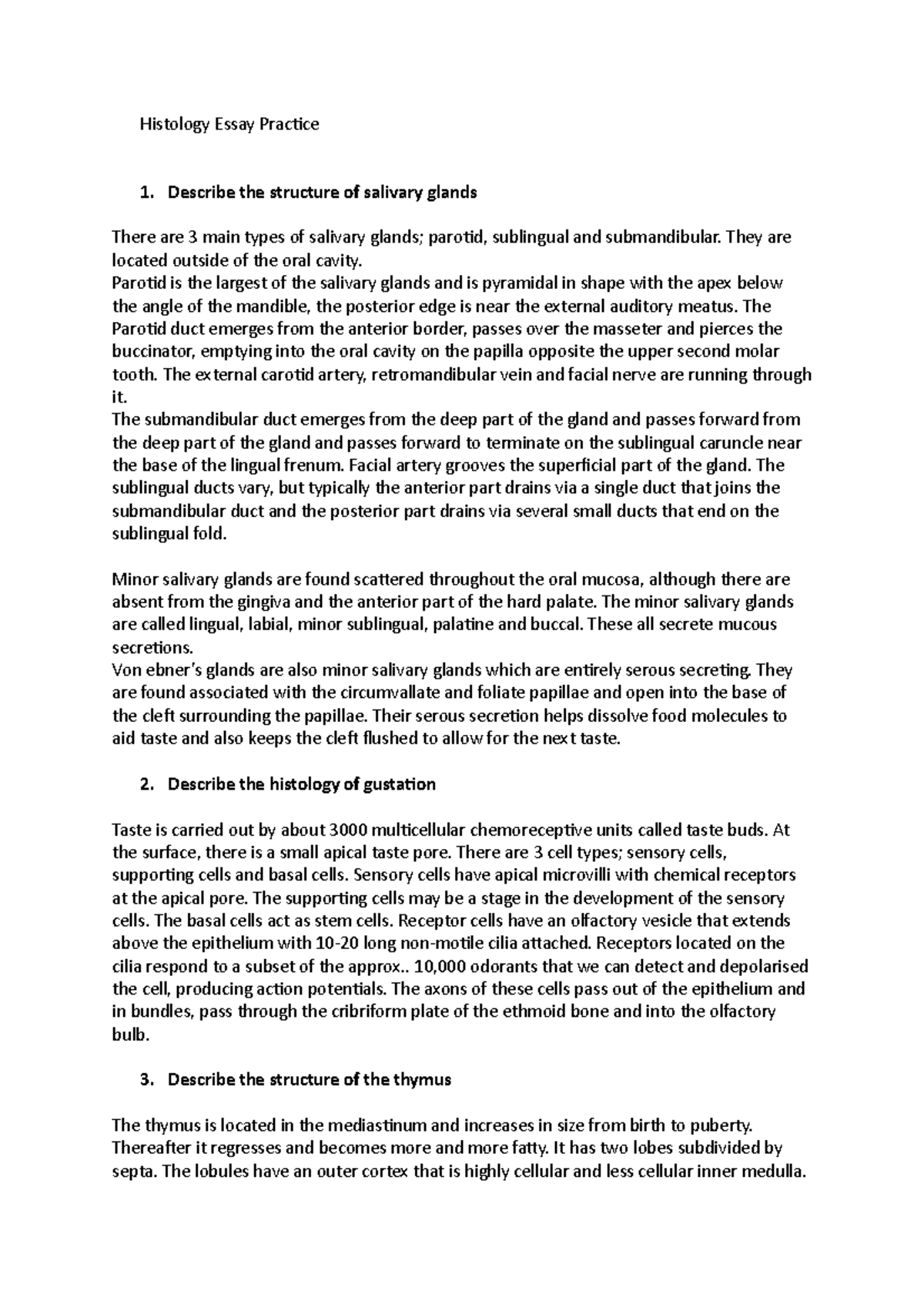 Histology Essay Practice - Histology Essay Practice Describe the ...