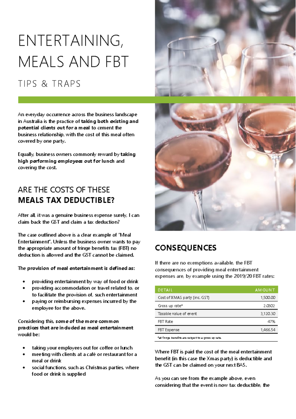 CAA.FBT.meal - FBT factsheet - ENTERTAINING, MEALS AND FBT T I P S & T ...