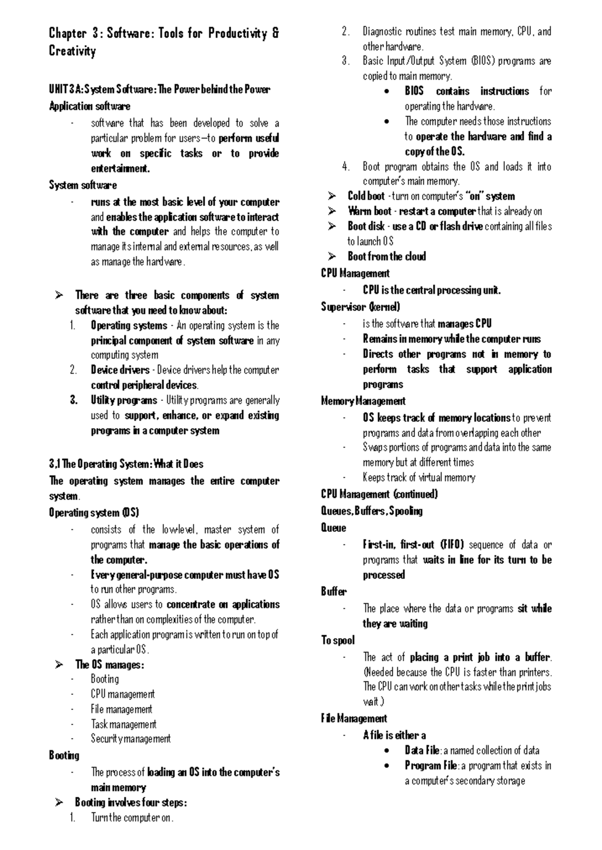 Chap 3 lect - lecture chapter 3 ais - Chapter 3: Software: Tools for Productivity & Creativity ...