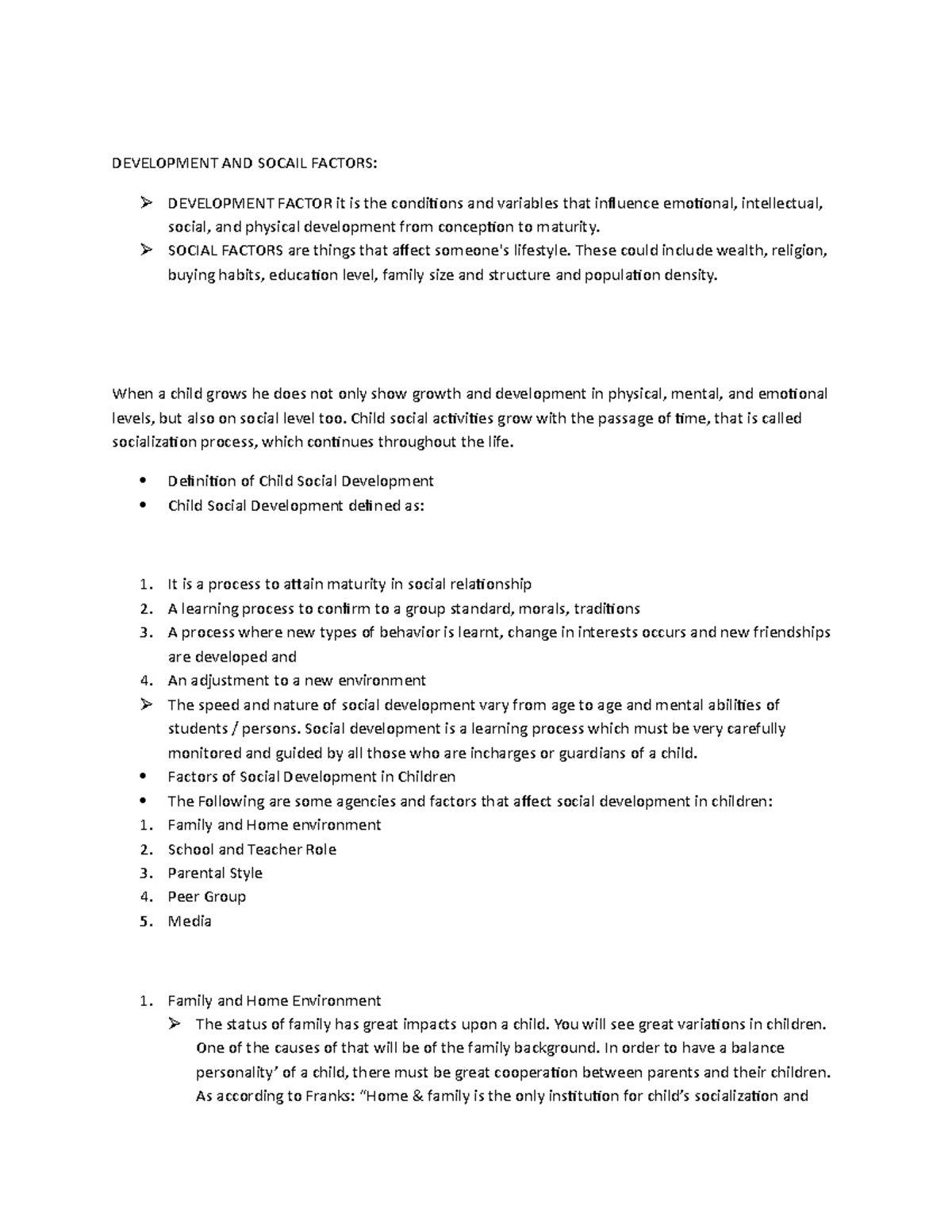 Development AND Social Factors - DEVELOPMENT AND SOCAIL FACTORS ...