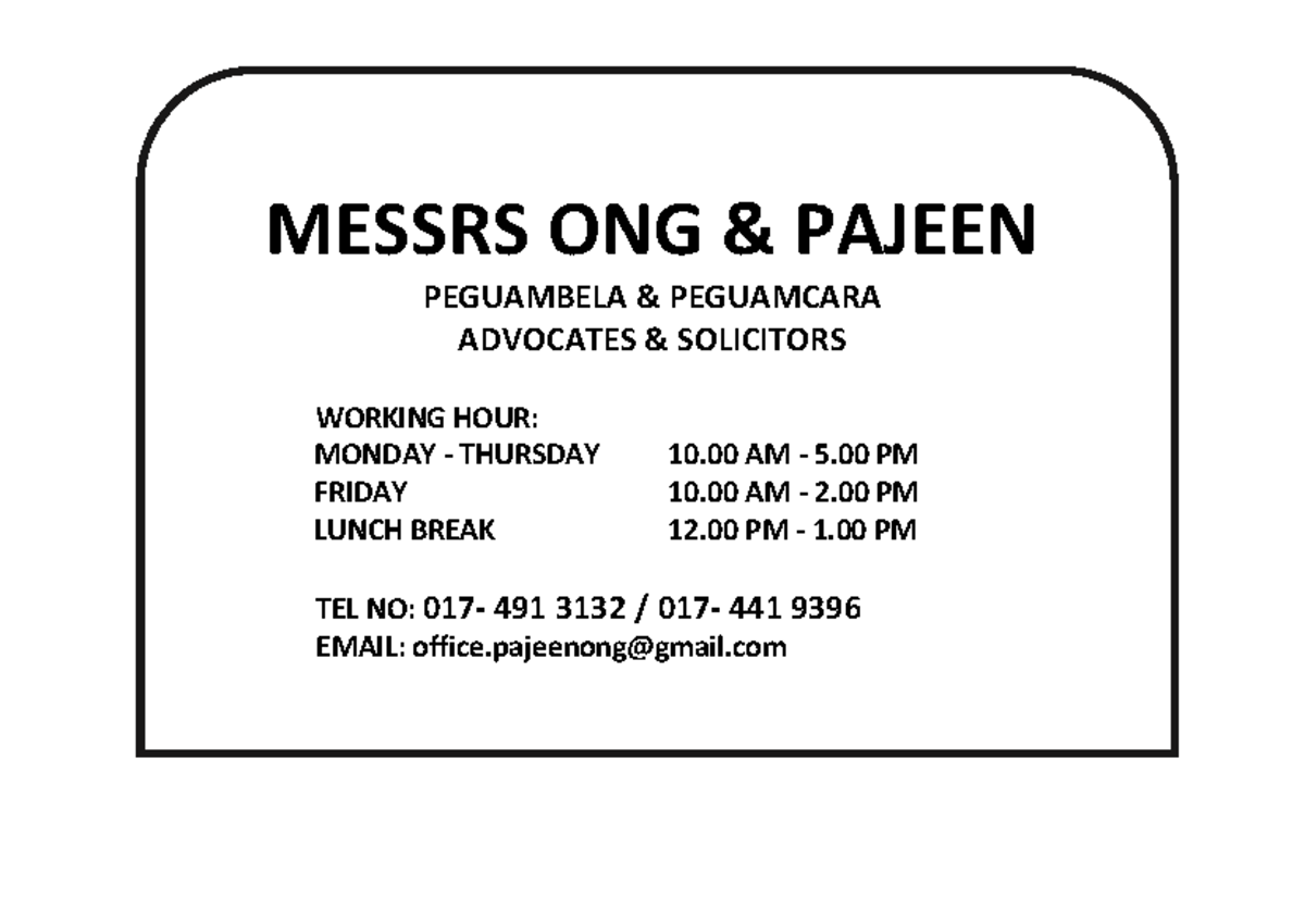 MAIL BOX - Criminal Law - MESSRS ONG & PAJEEN PEGUAMBELA & PEGUAMCARA ...