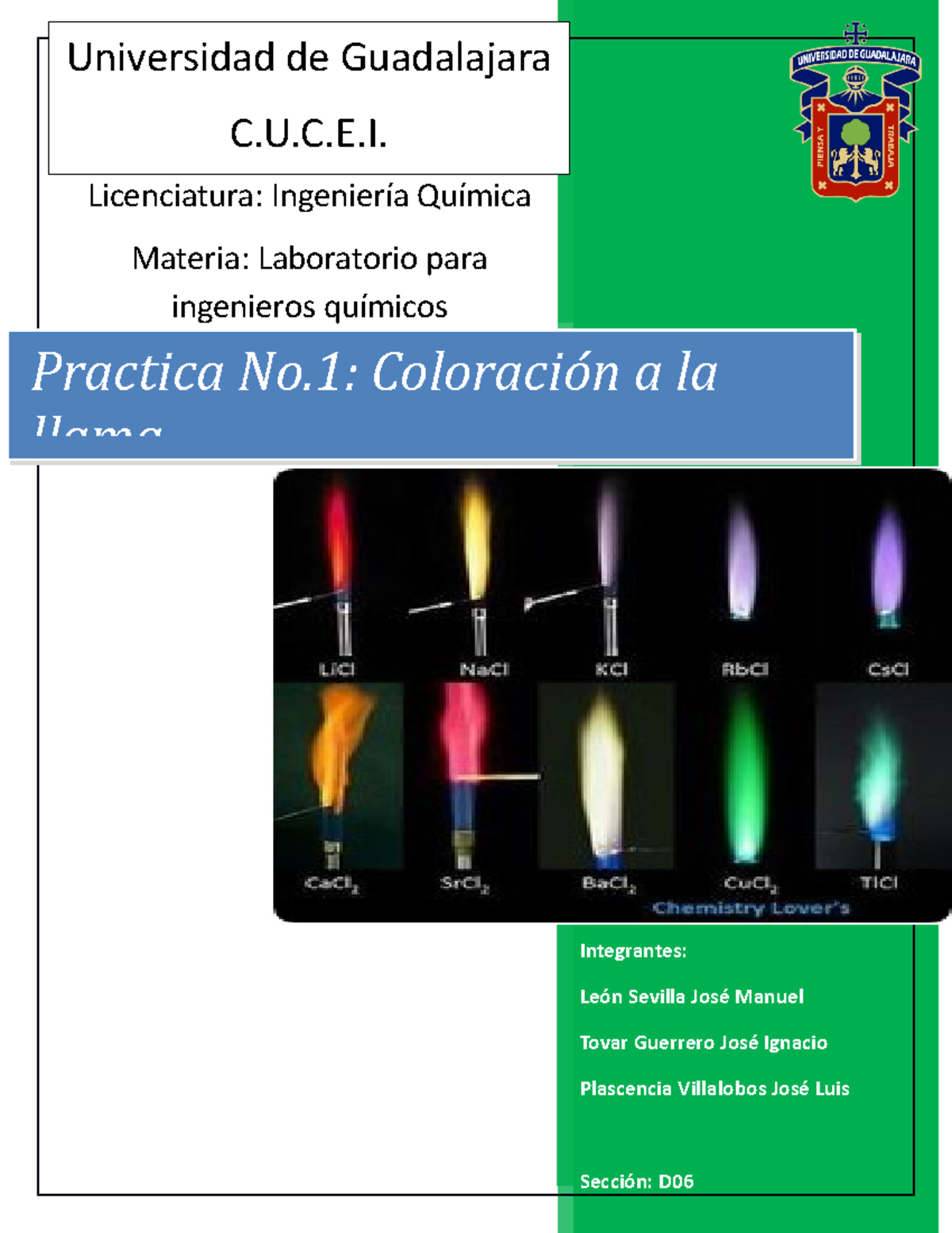 Practica No 1 Coloración a la llama - Practica No: Coloración a la ...