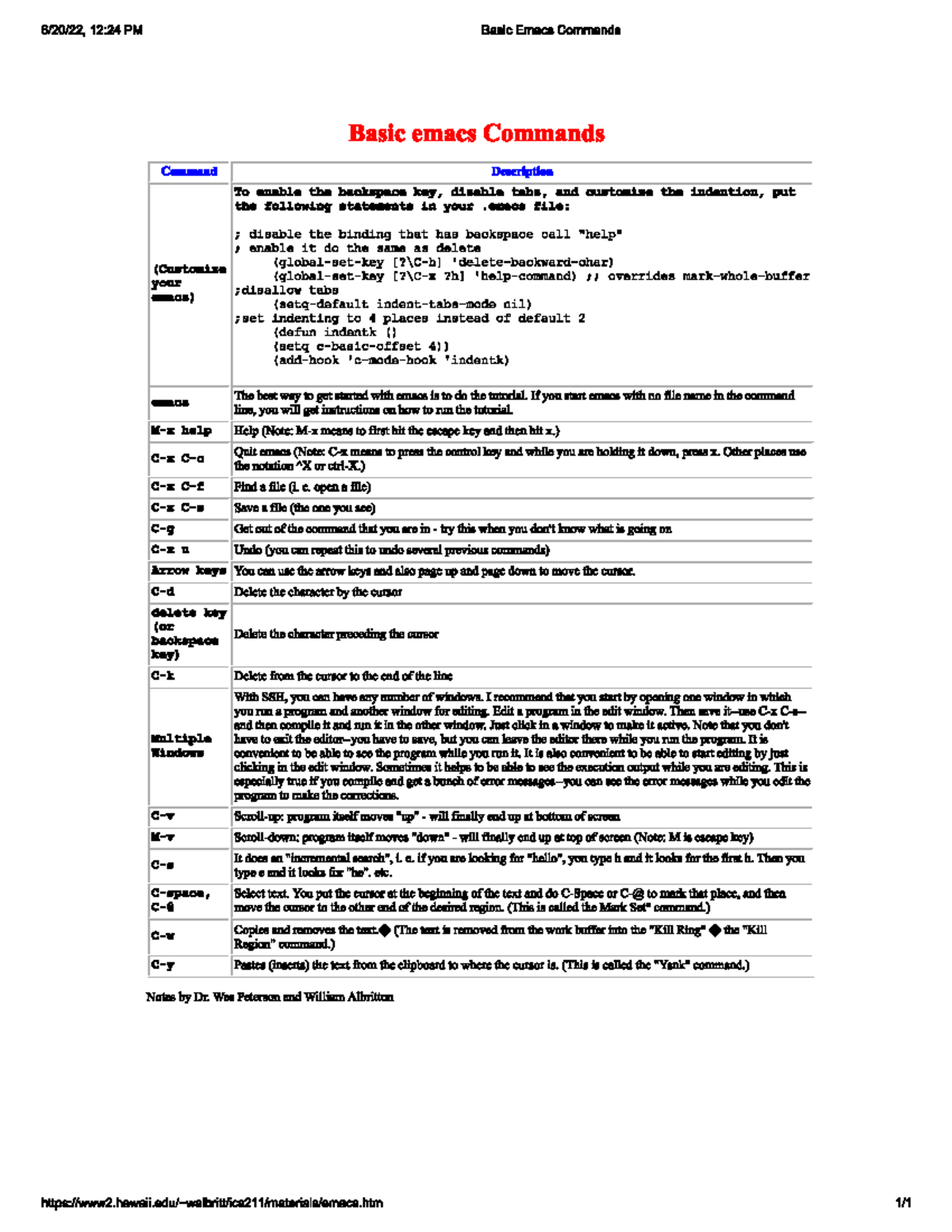 Emacs sheet - Numerical Computing - Studocu