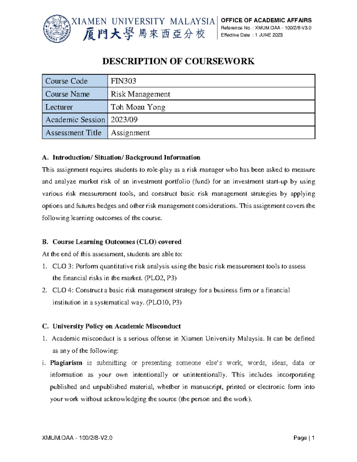 Assignment - Introduction/ Situation/ Background Information This ...